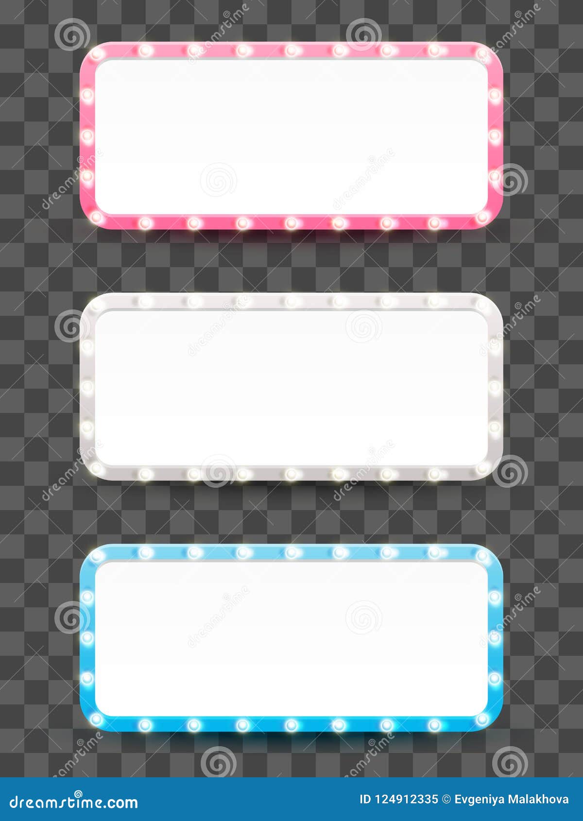 Set of Horizontal Frames with Light Bulbs Stock Vector - Illustration ...