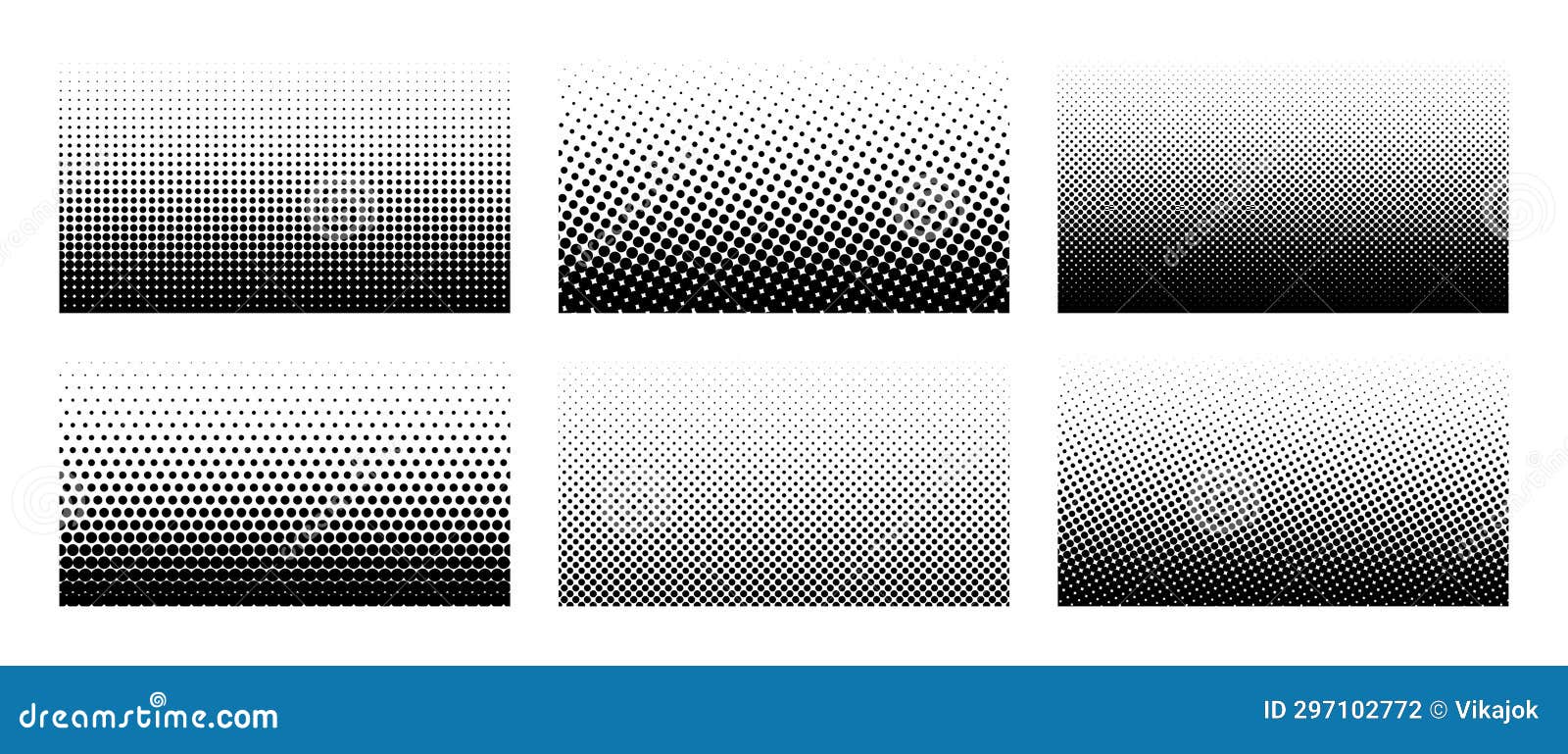 Horizontal Halftone Banner Vector Comic Manga Dots. Pop Art Template ...