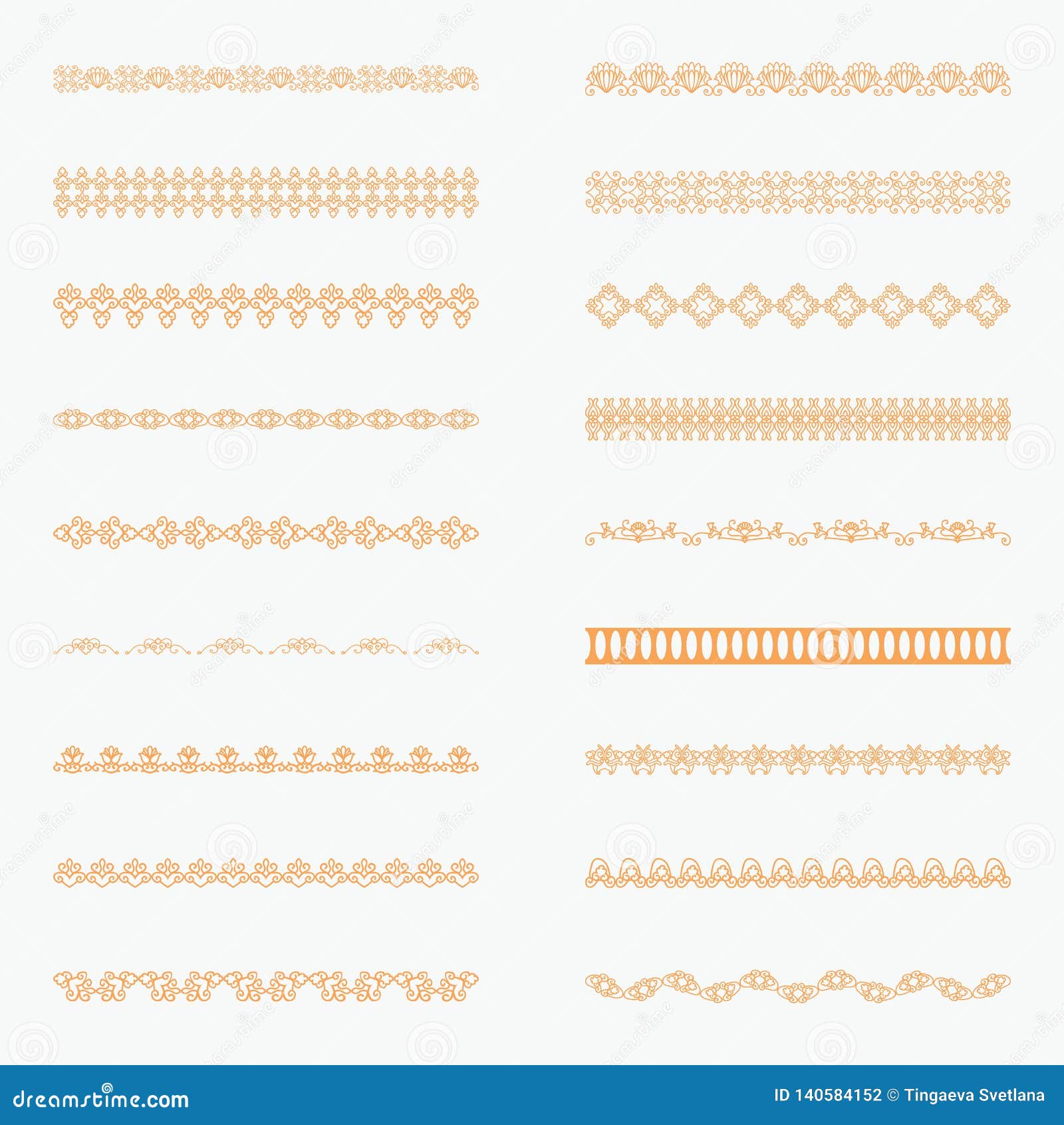 Set of Horizontal Isolated Orange Lace Borders for Design Stock Vector ...