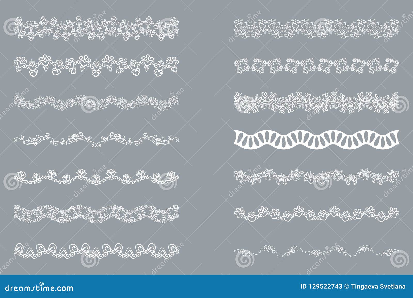 Set of Horizontal Isolated White Lace Borders for Design Stock Vector ...