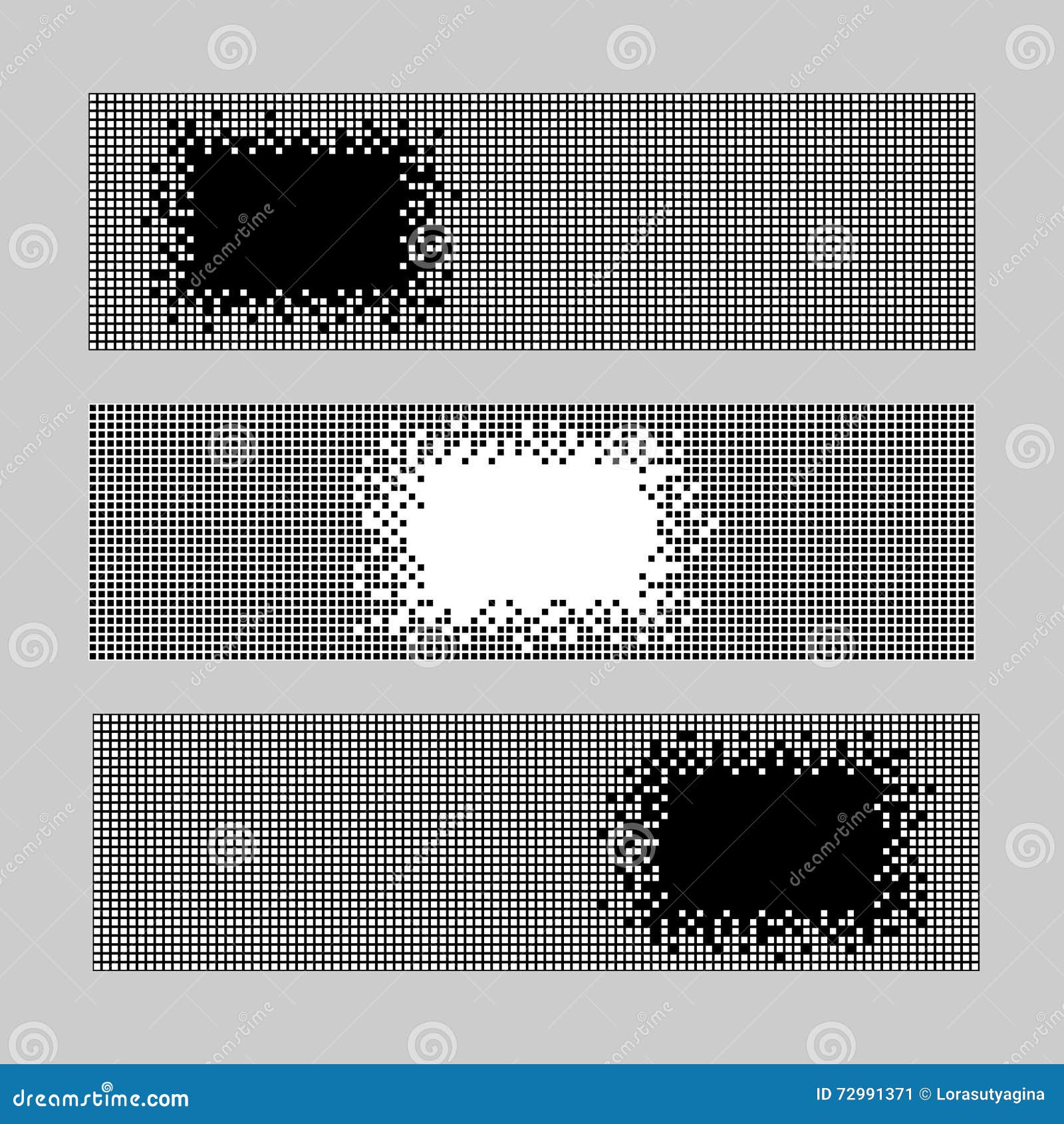 Set of Horizontal Pixel Banners. Abstract Series. Stock Illustration ...