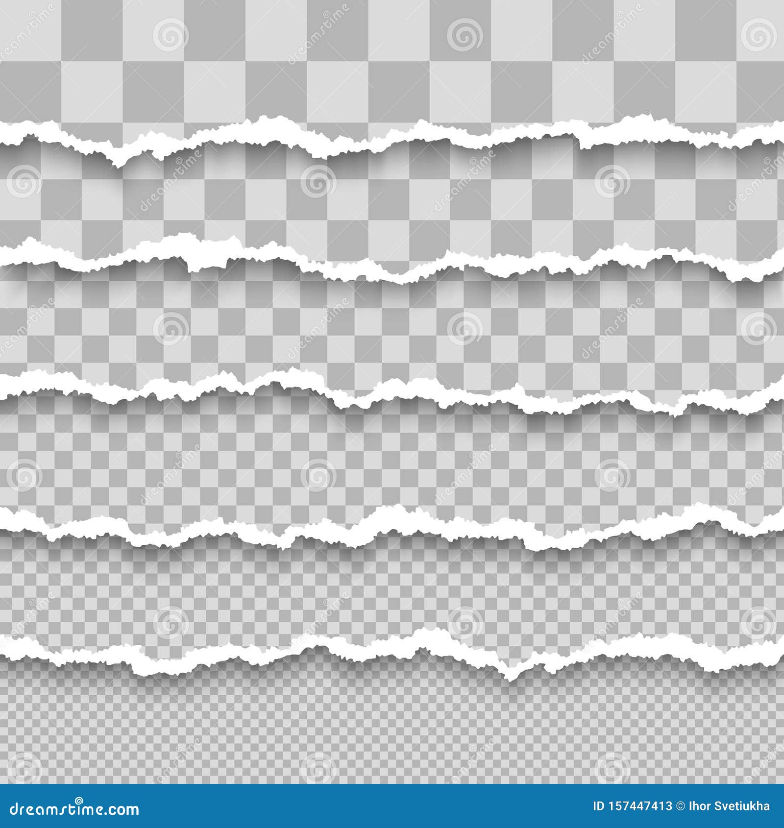 Seamless Torn Ripped Paper Layered Isolated. Blue Color. Transparent ...