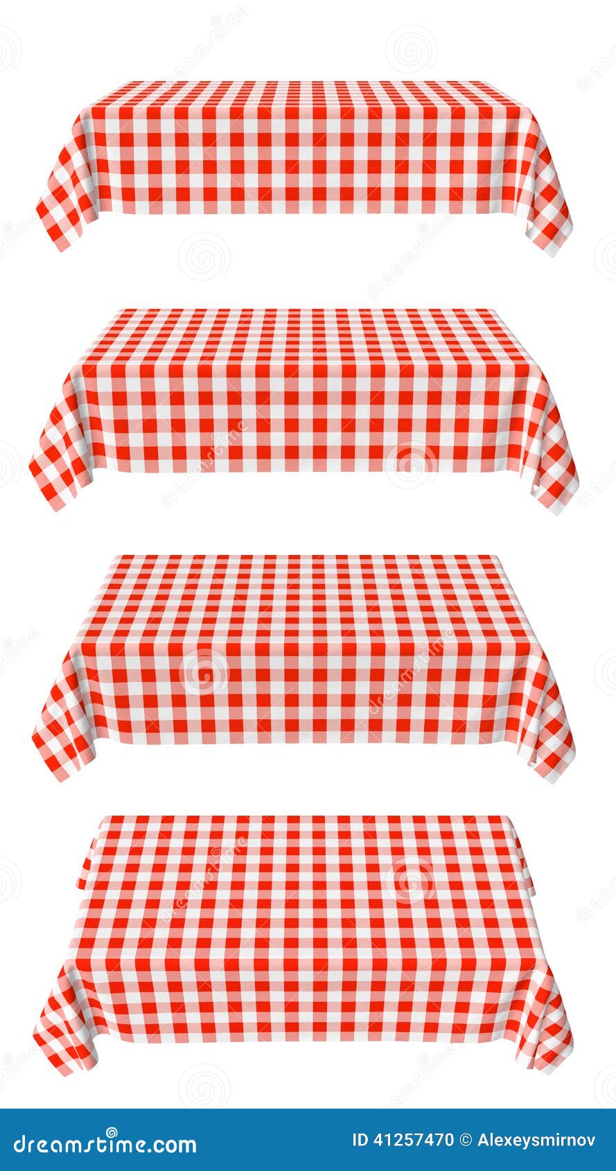 Set of Horizontal Tablecloth with Red Checkered Pattern Stock ...