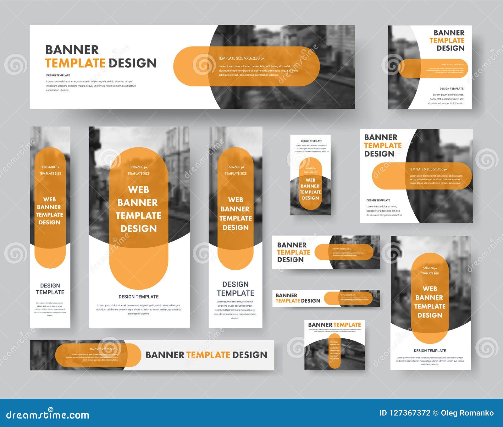 Set of Horizontal, Vertical and Square Web Banners with Semi-circular ...