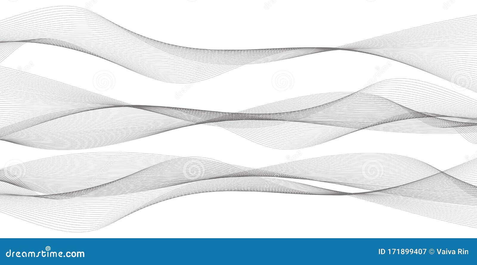 Set of Horizontal Waves, Undulate Grey Lines on White Background ...