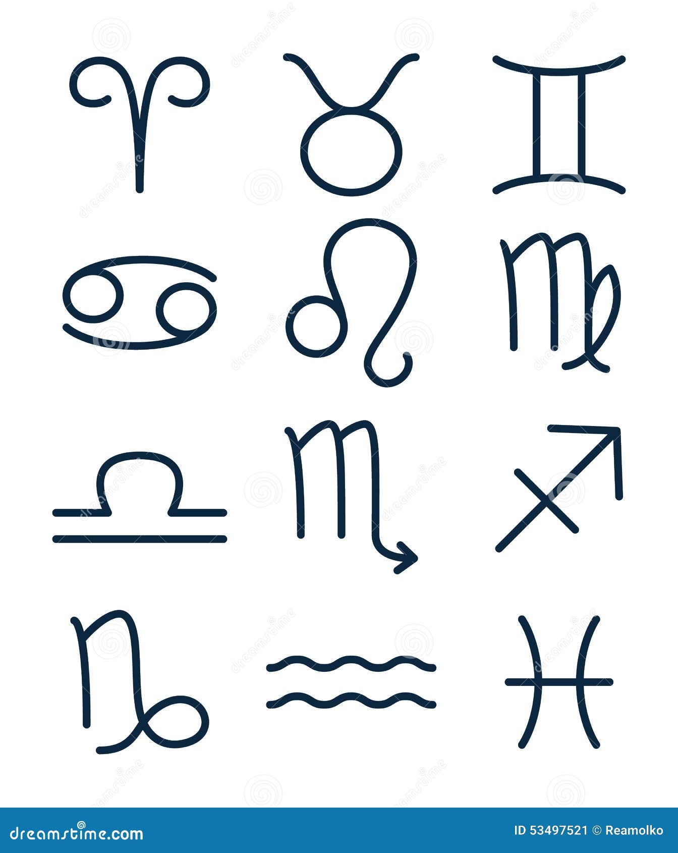 Set of Horoscope Zodiac Signs - Outline Style Stock Vector ...