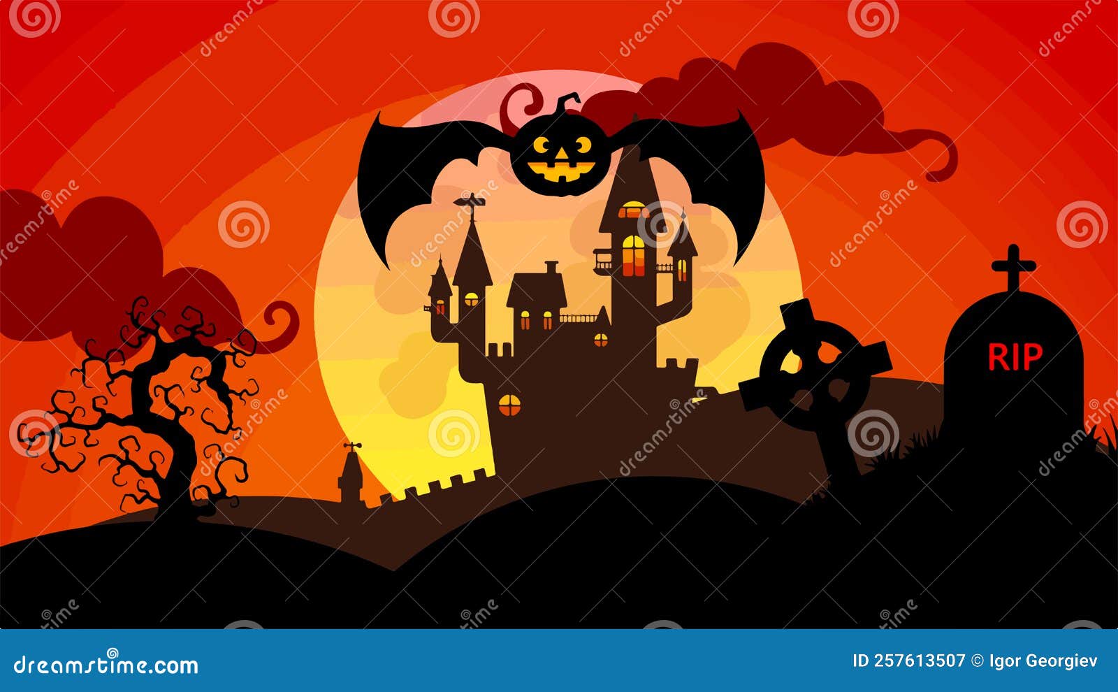 Comic Halloween Vector Illustration Poster Template Stock Vector ...
