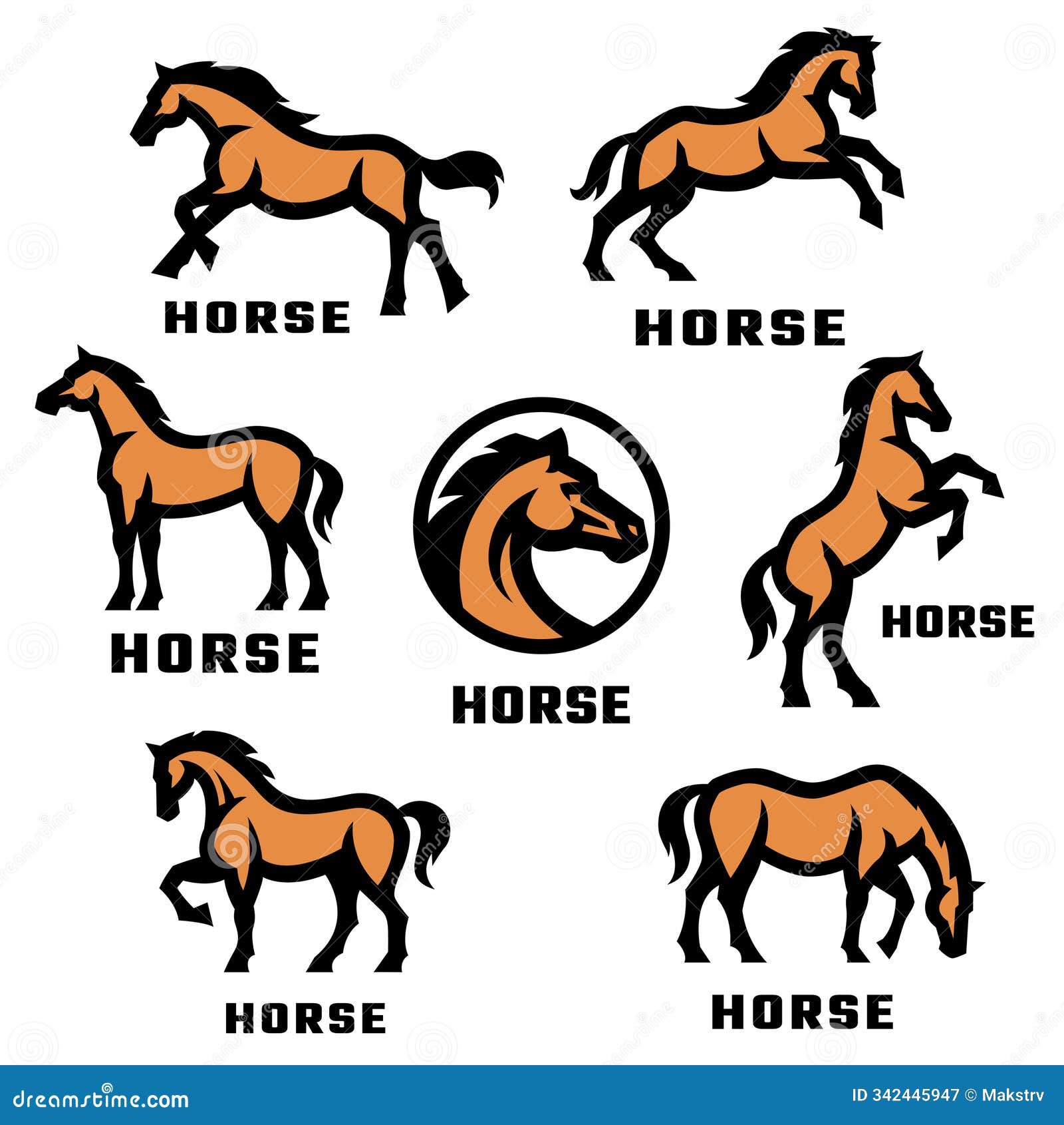 Set of horse logos. stock illustration. Illustration of symbol - 342445947