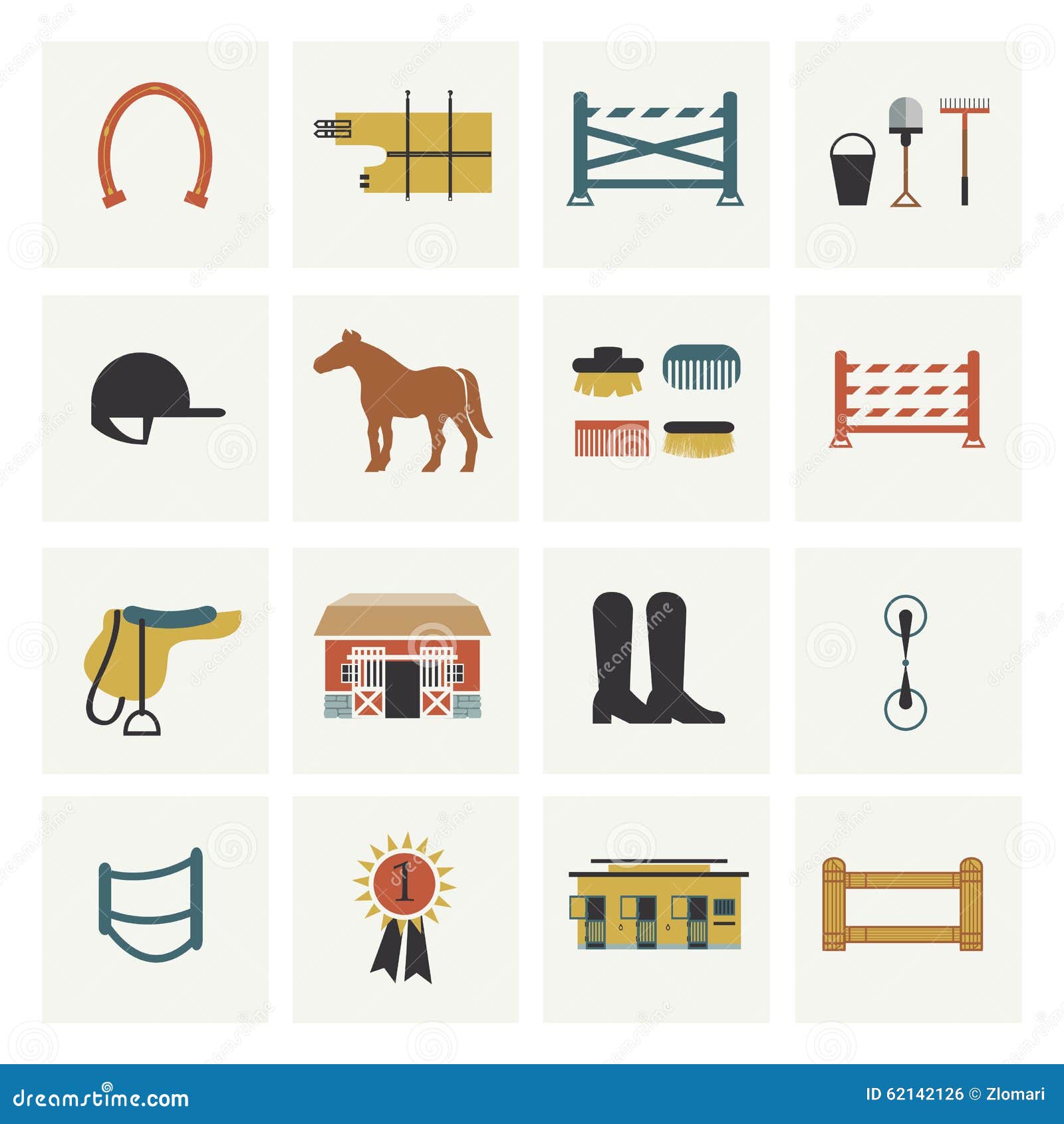 Set of Horseback Riding Icons Stock Vector - Illustration of jumping ...