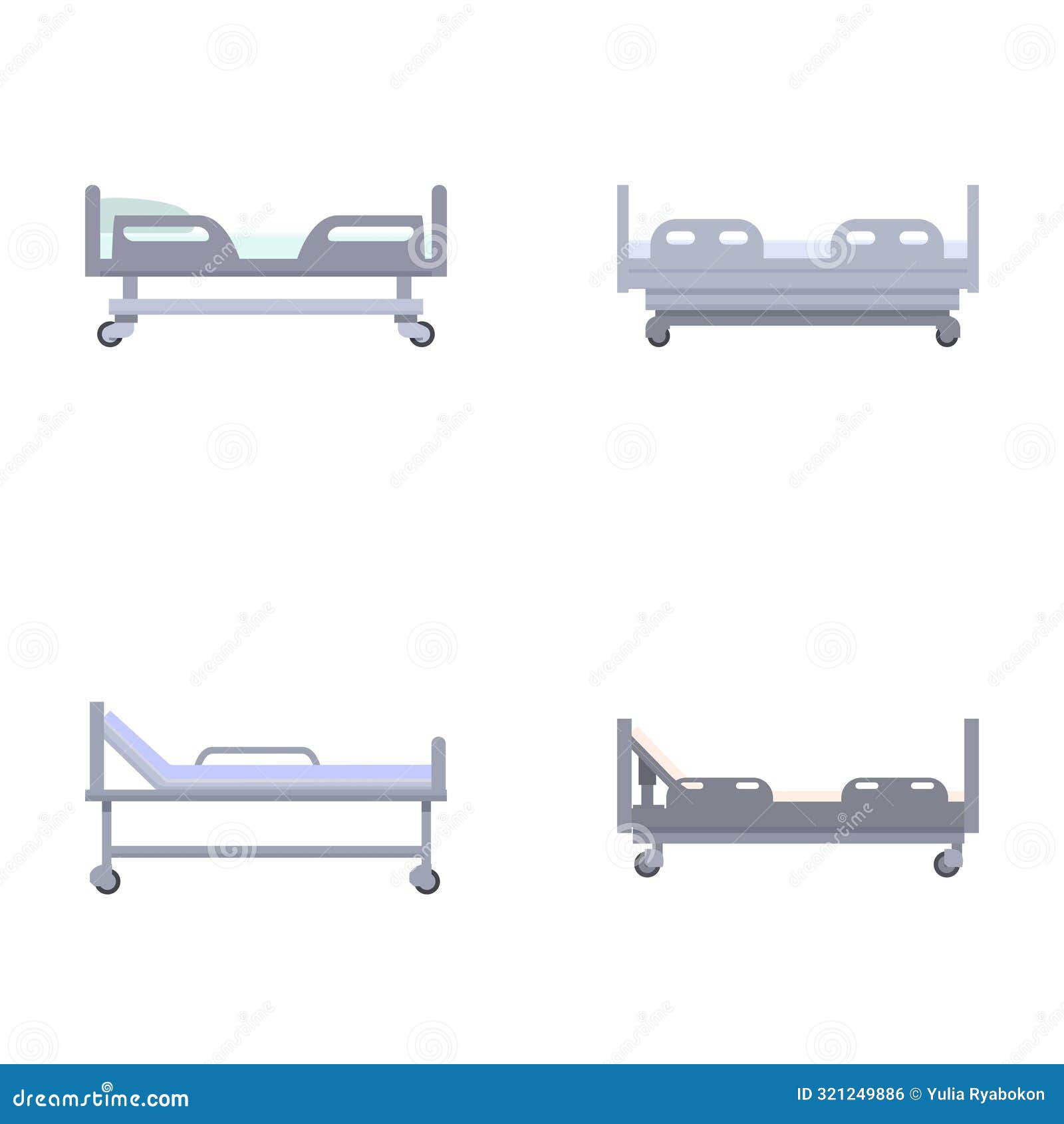 Set of Hospital Beds Illustration Stock Illustration - Illustration of ...