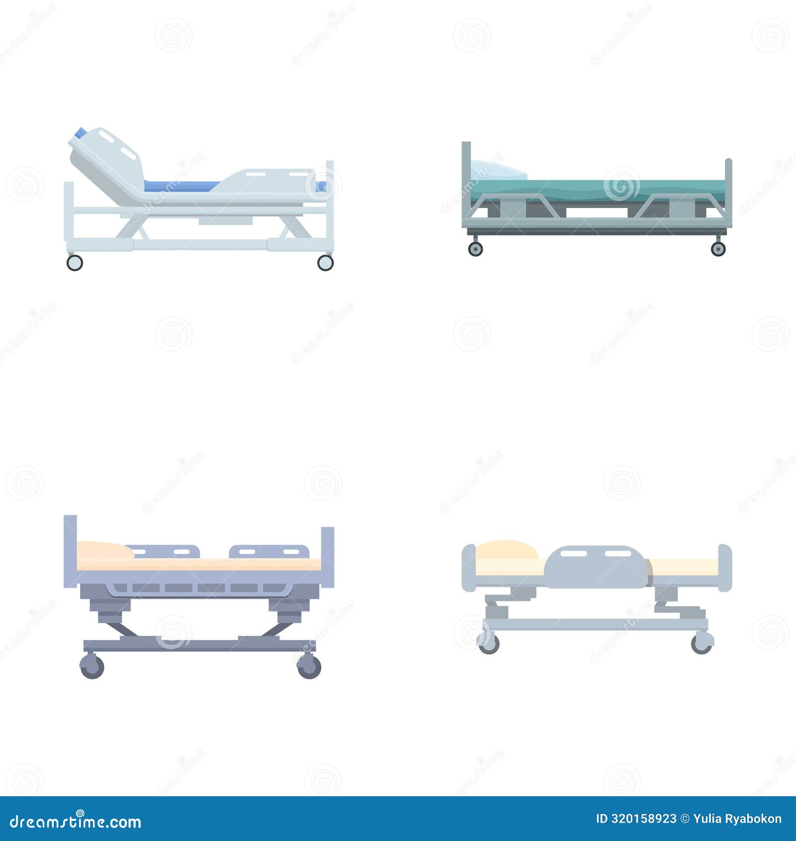 Set of Hospital Beds Illustrations Stock Vector - Illustration of ...