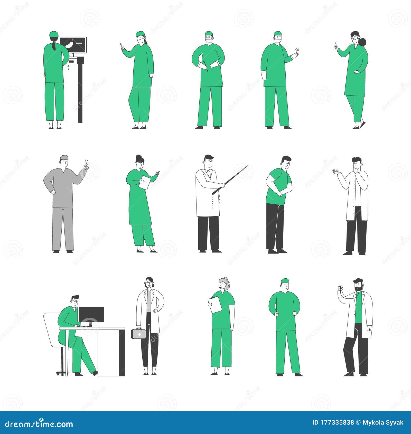 Surgeon Characters Holding Scalpel Prepare To Make Operation To Patient
