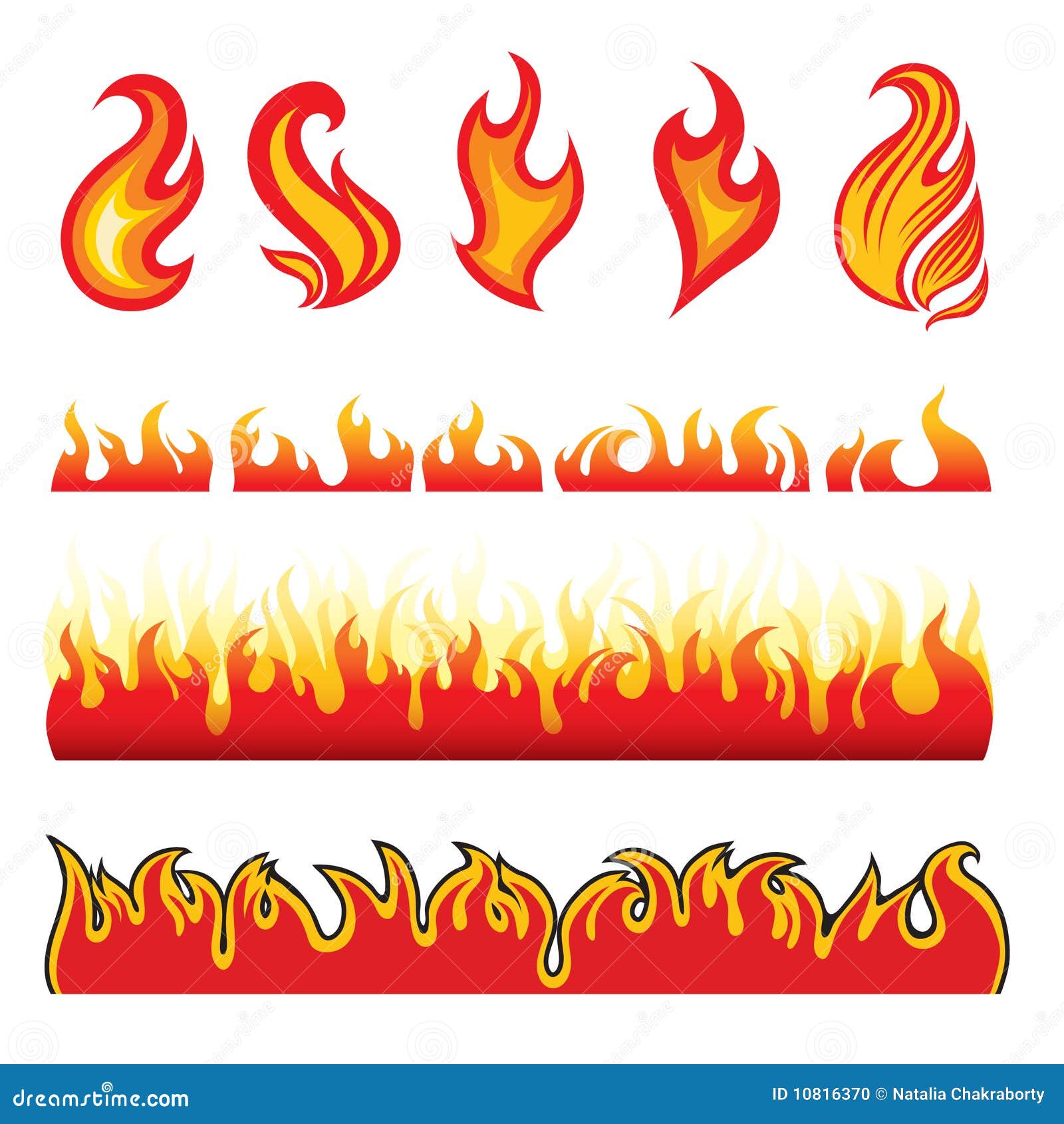 Set of Hot Fire Design Elements Stock Vector - Illustration of ...