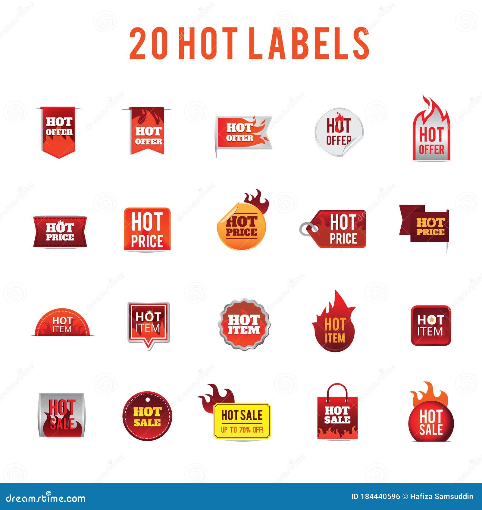 Set of Hot Labels. Vector Illustration Decorative Background Design ...