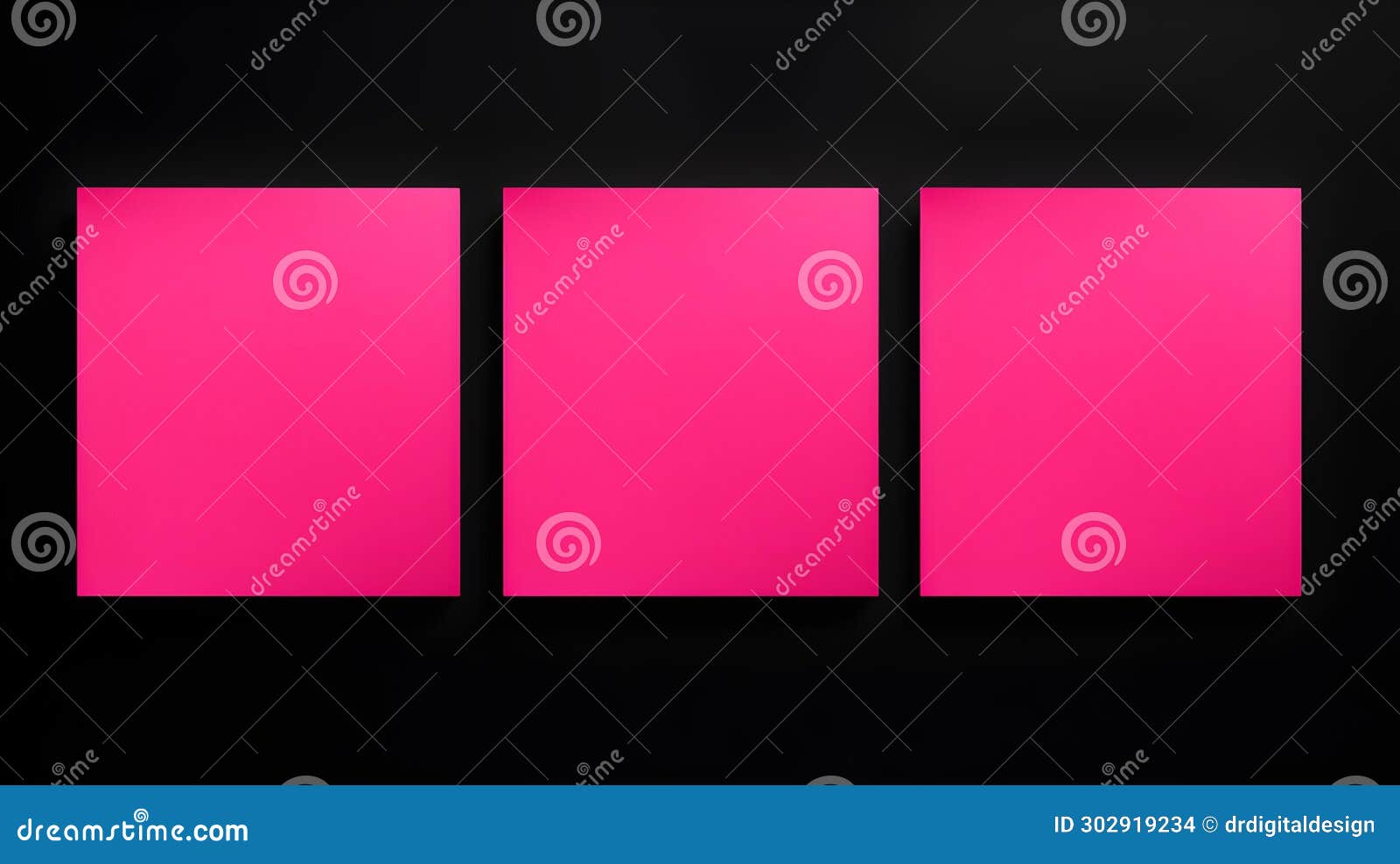 Set of Hot Pink Square Paper Notes on a Black Background. Brainstorming ...