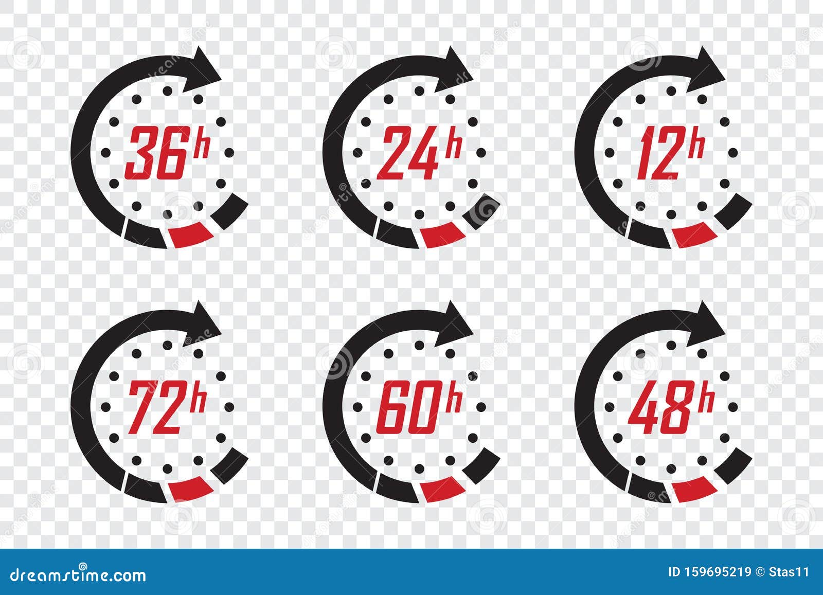 Clock With Arrows. Eight Hours. Illustration Hand Drawn In Doodle Line ...