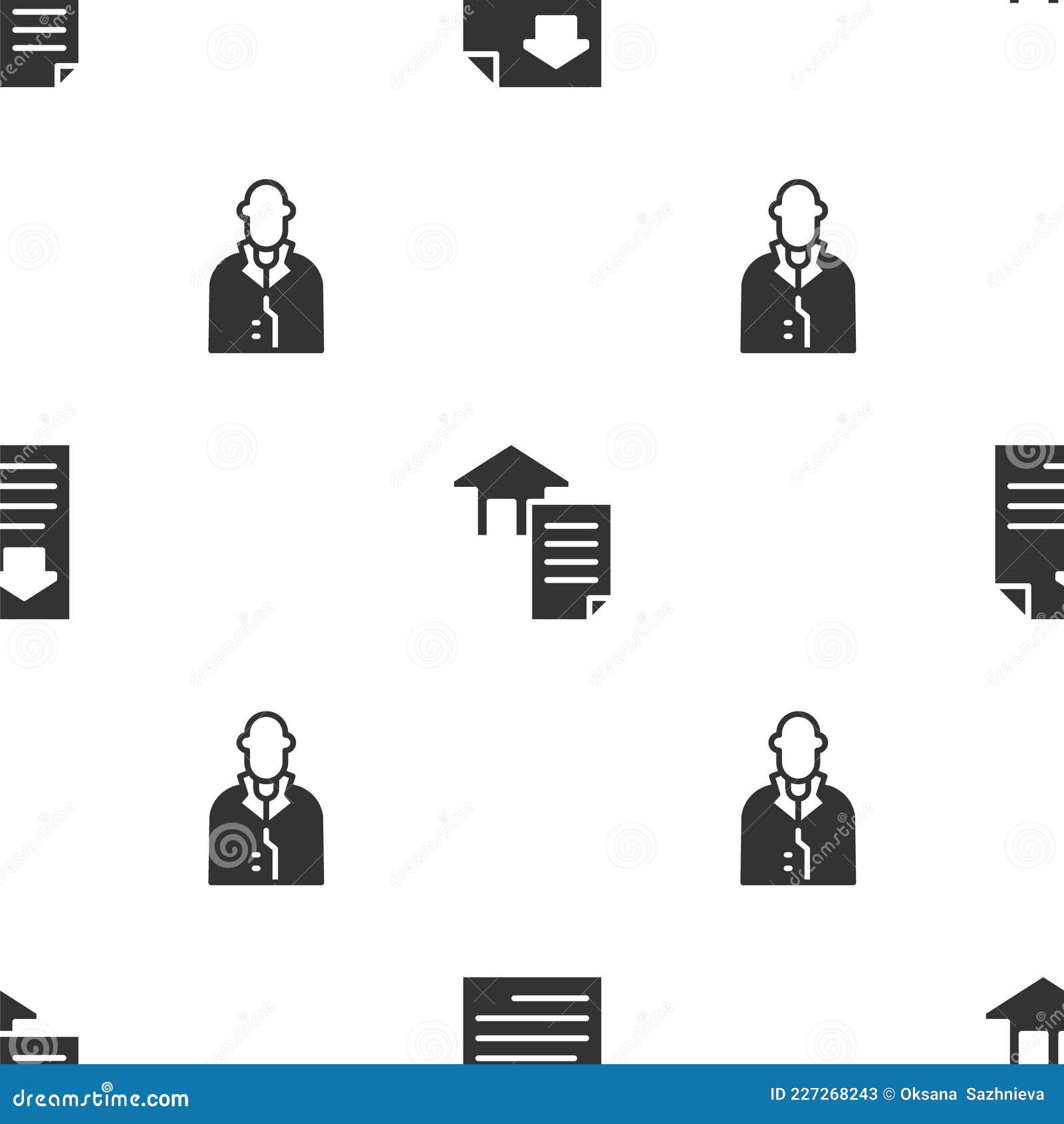 Set House Contract, and Realtor on Seamless Pattern. Vector Stock ...