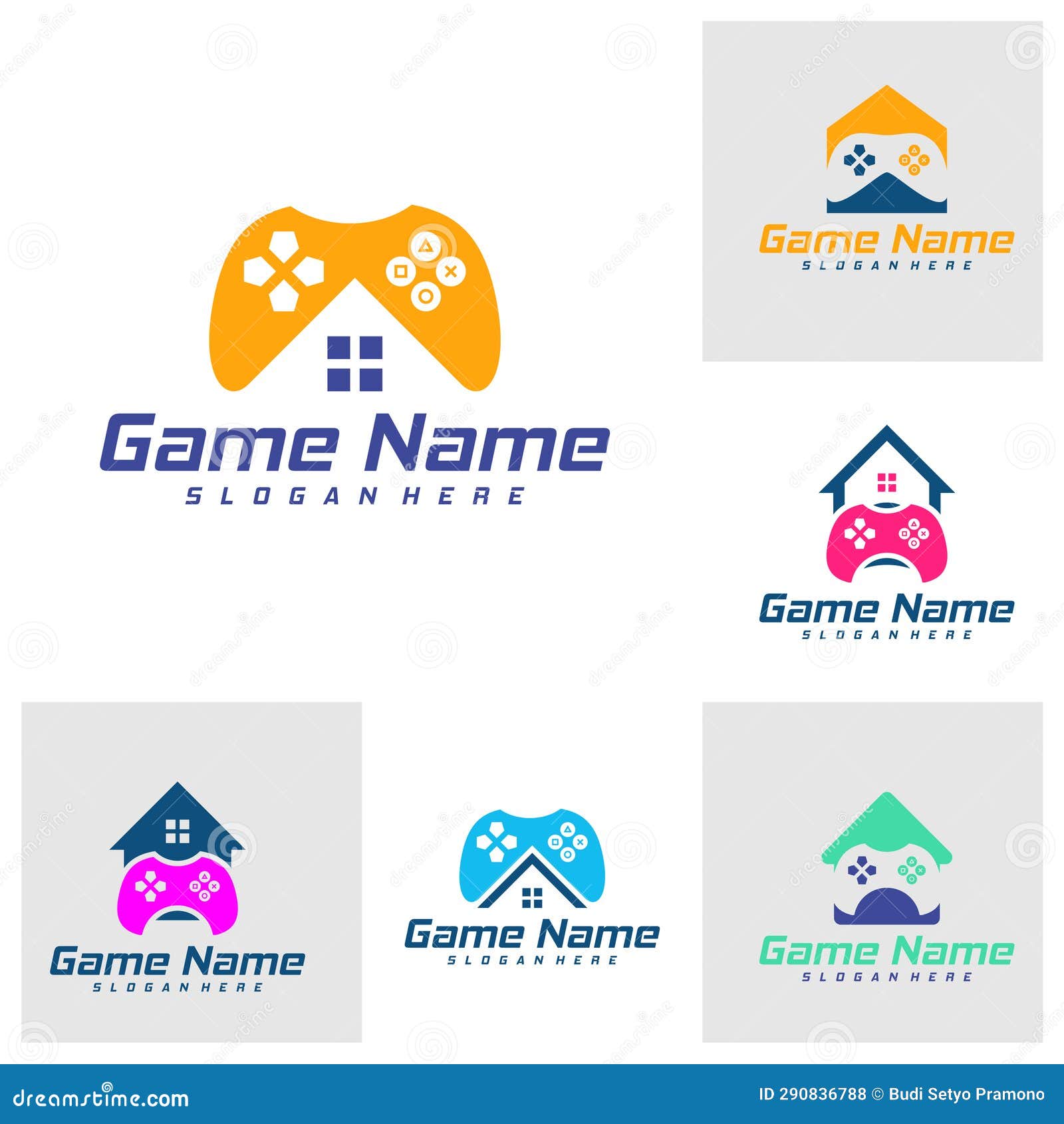 Set of House Game Logo Template Vector. Joystick Design Icon. Stylized ...