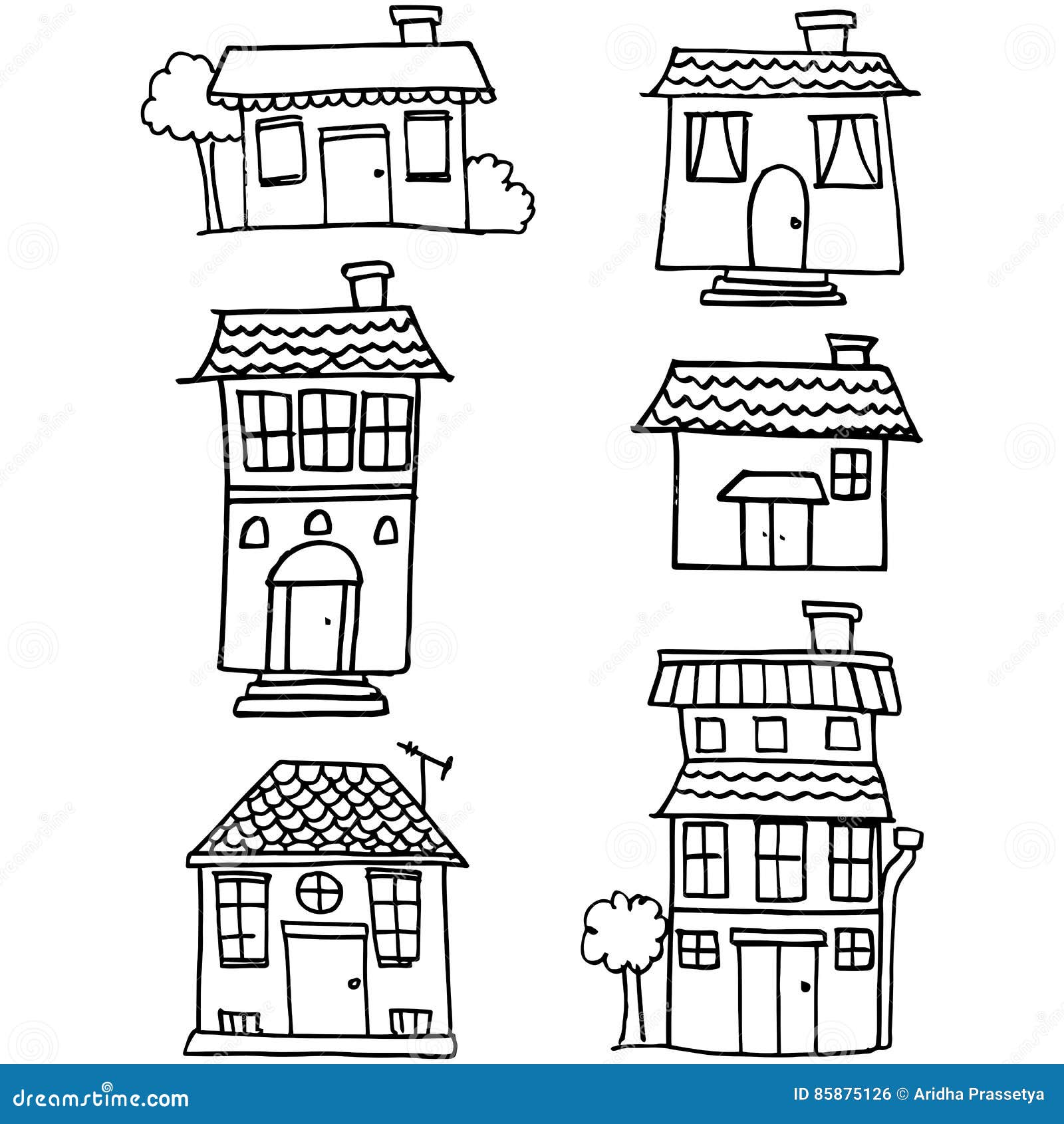 Set of house hand draw stock vector. Illustration of estate - 85875126