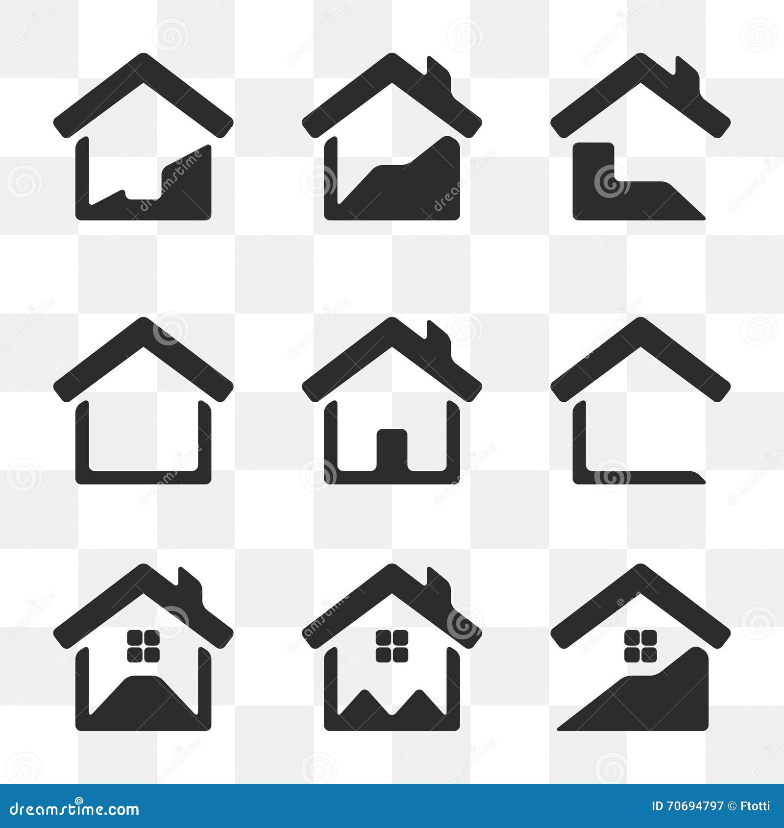 Set of house icons. stock vector. Illustration of transparency - 70694797