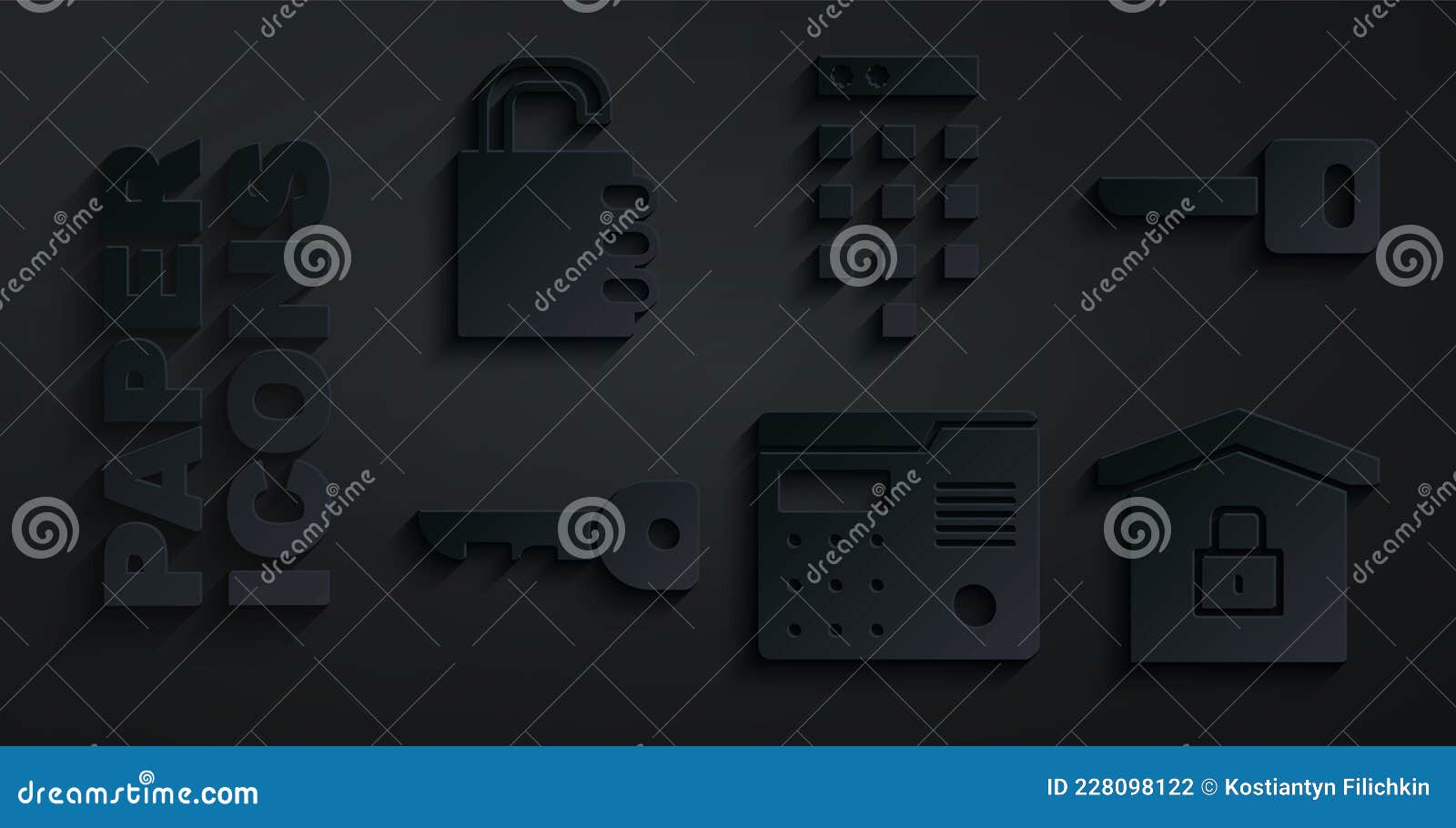 Set House Intercom System Key Under Protection Password And Safe Combination Lock Icon