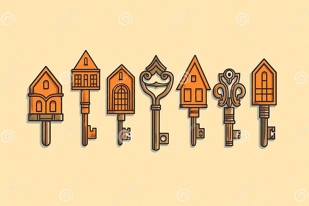 A set of house keys stock illustration. Illustration of real - 310653576