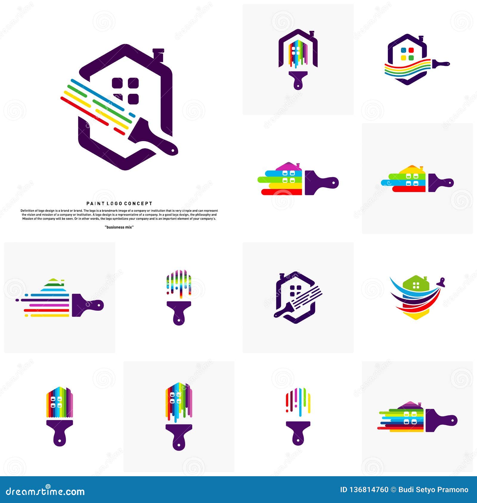 Set of House Paint Logo Design Concept Vector. Colorful Home Logo ...