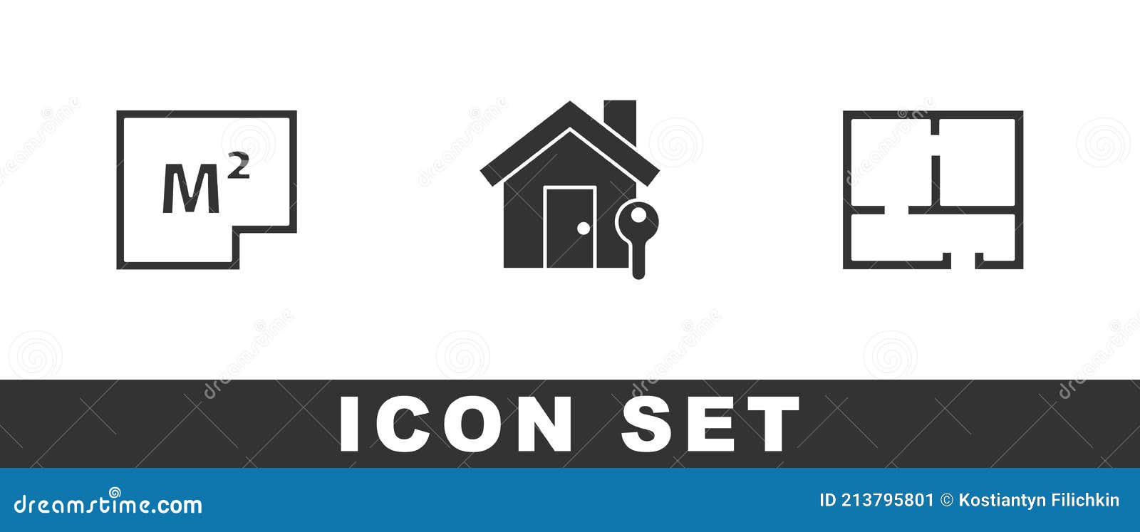 Set House Plan, with Key and Icon. Vector Stock Vector - Illustration ...