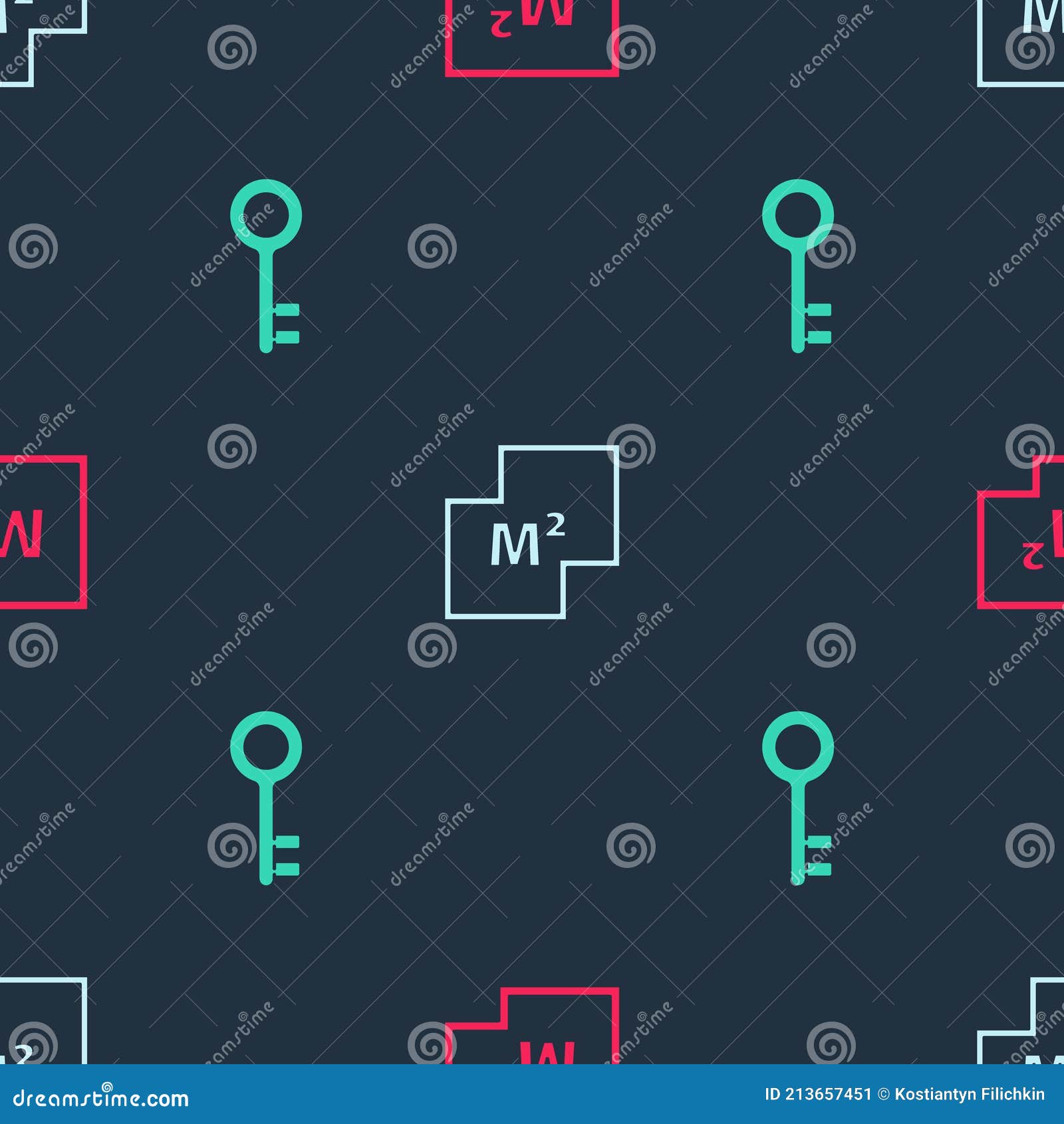 Set House Plan, and Key on Seamless Pattern. Vector Stock Vector ...