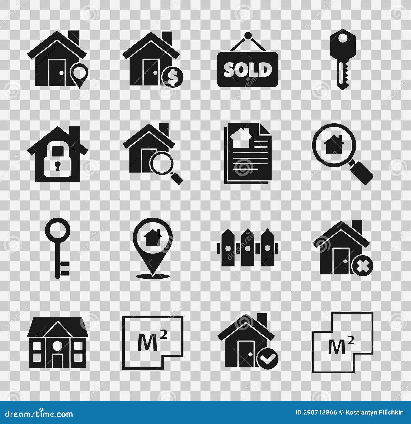 Set House Plan, with Wrong Mark, Search House, Hanging Sign Text Sold ...