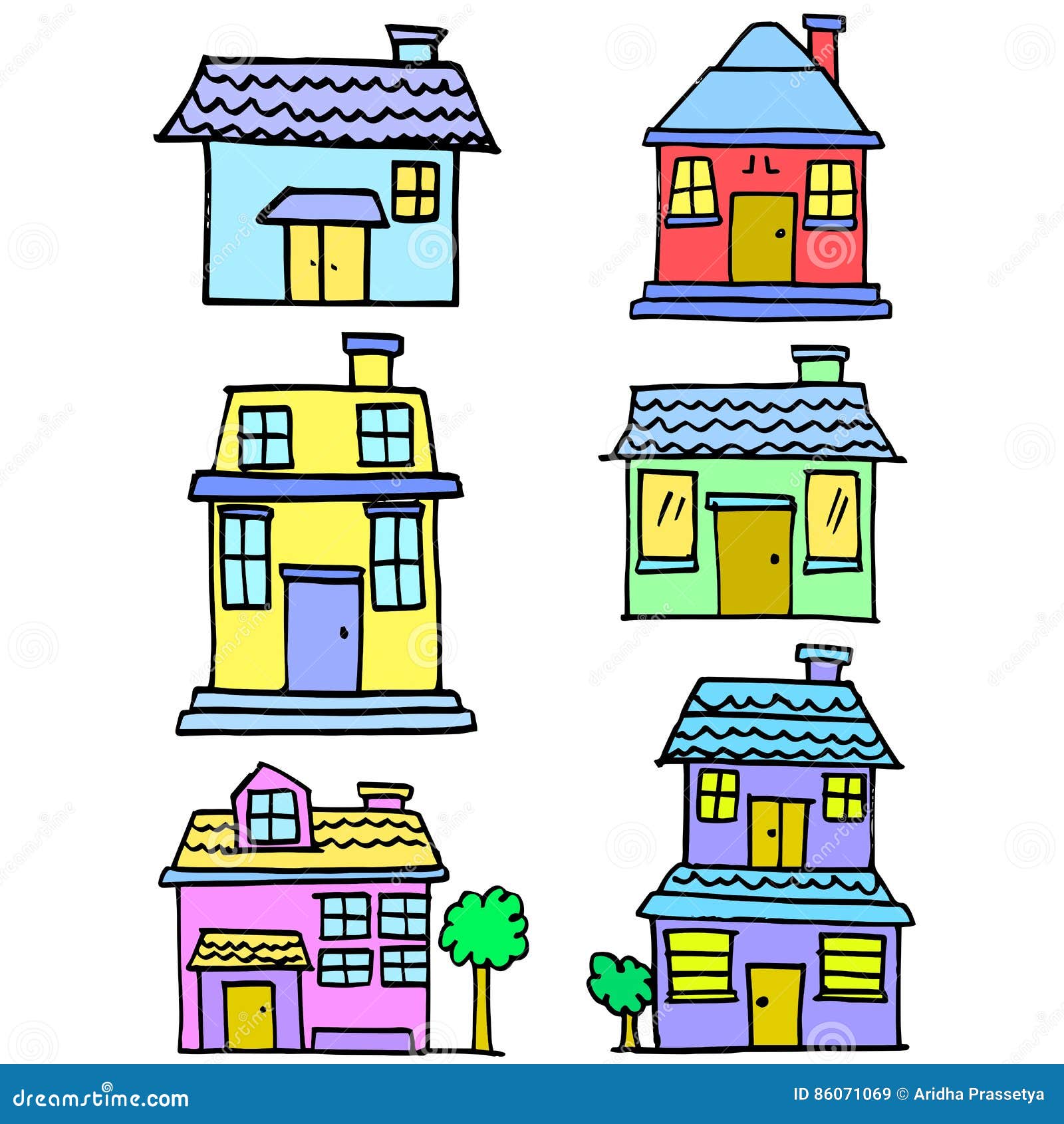 Set of House Style Colorful Collection Stock Vector - Illustration of ...