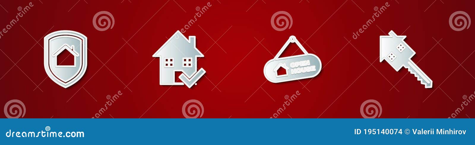 Set House Under Protection, with Check Mark, Hanging Sign Open House ...