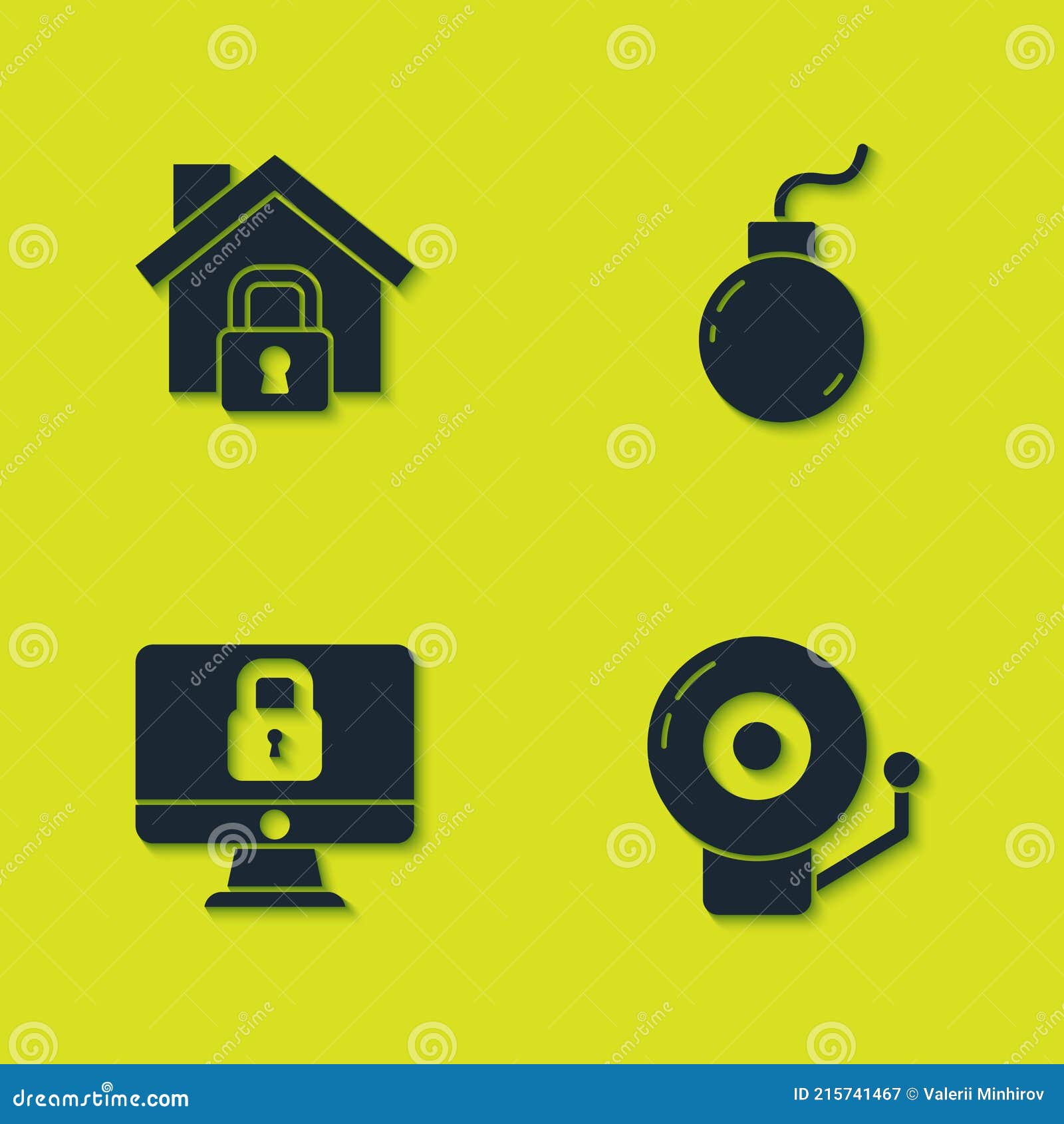 Set House Under Protection, Ringing Alarm Bell, Lock Computer Monitor ...