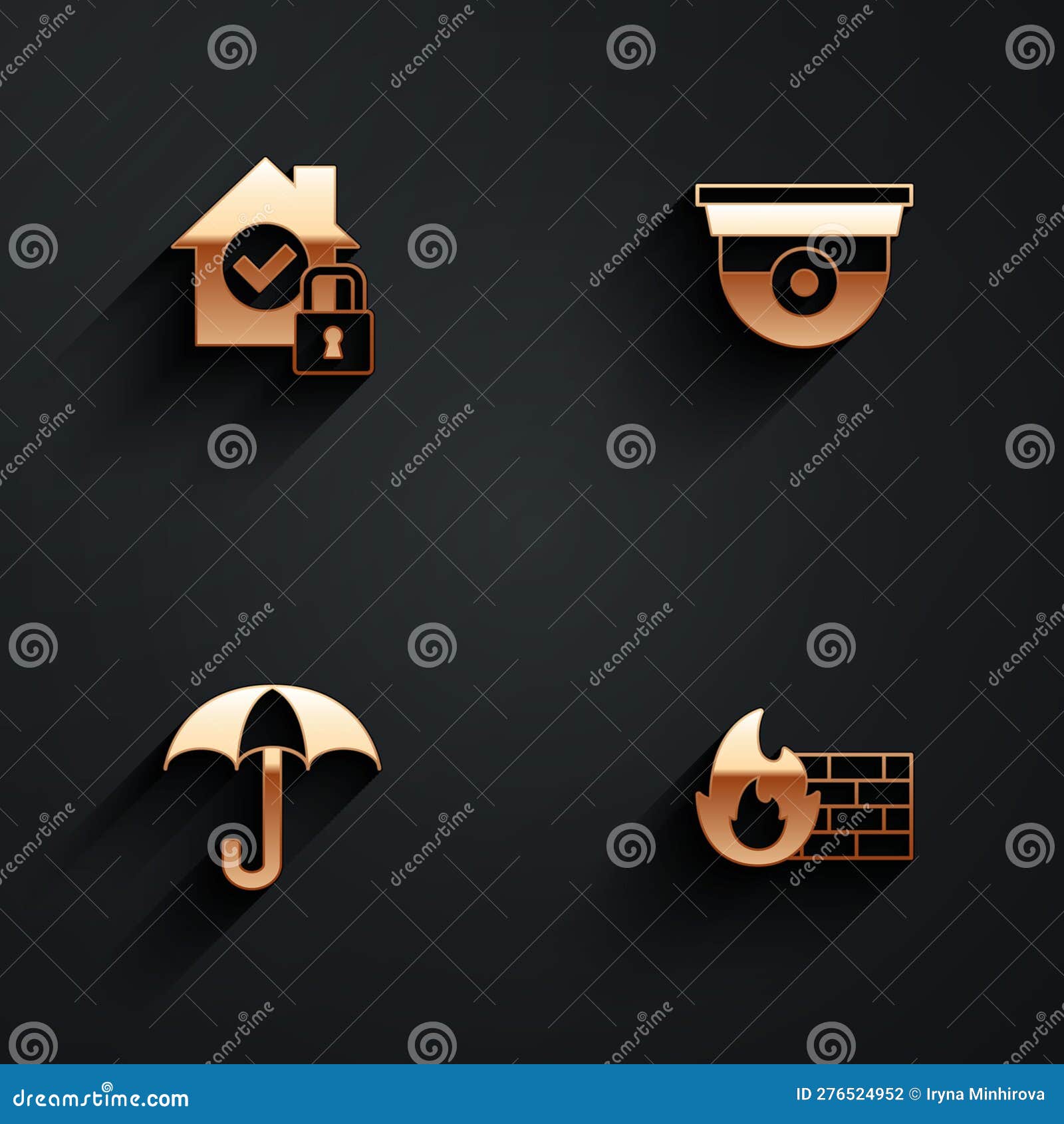 Set House Under Protection, Security Camera, Umbrella and Firewall ...