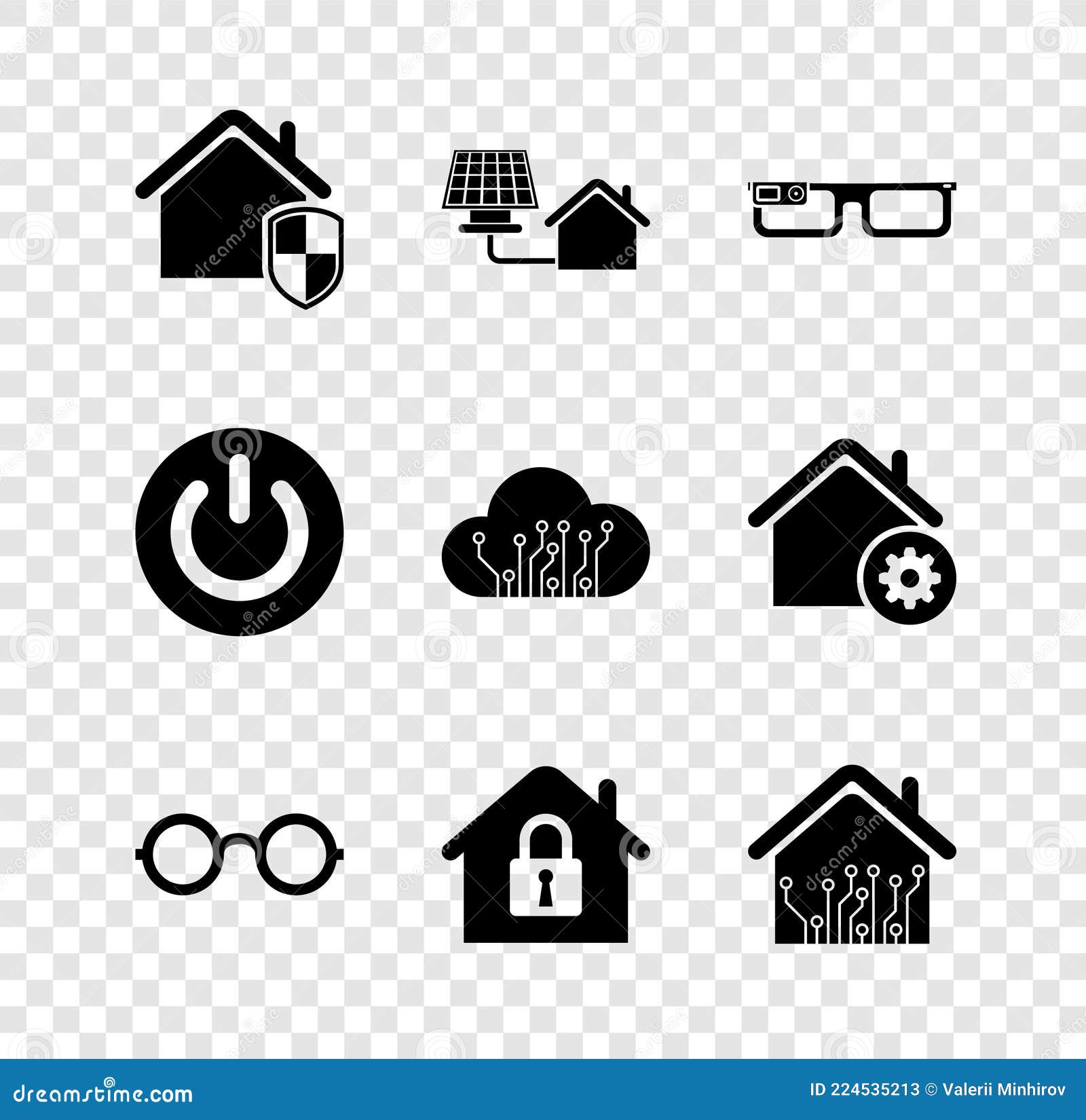 Set House Under Protection, with Solar Panel, Smart Glasses, Glasses ...