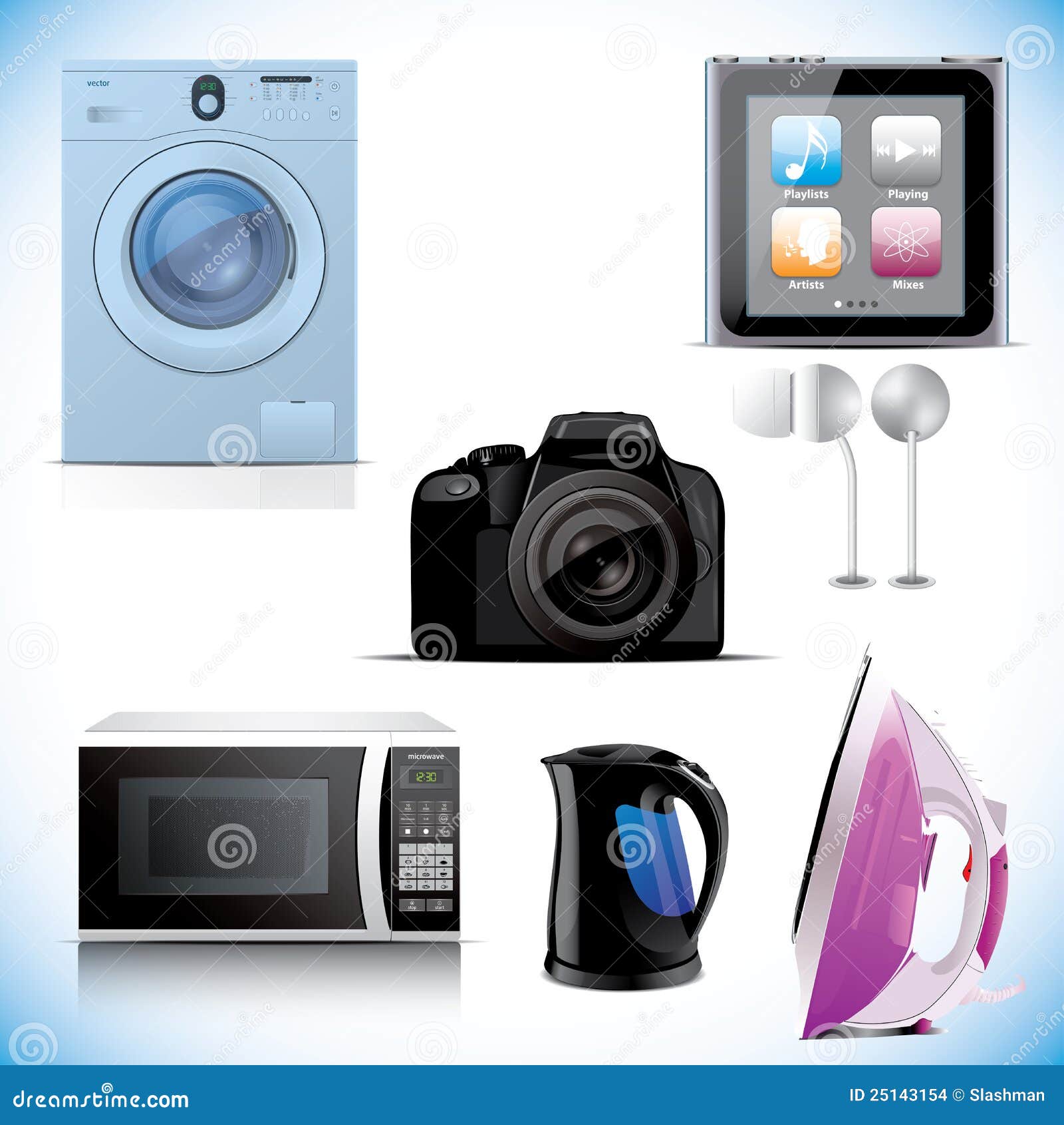 Set of Household Electronic Elements Stock Illustration - Illustration ...