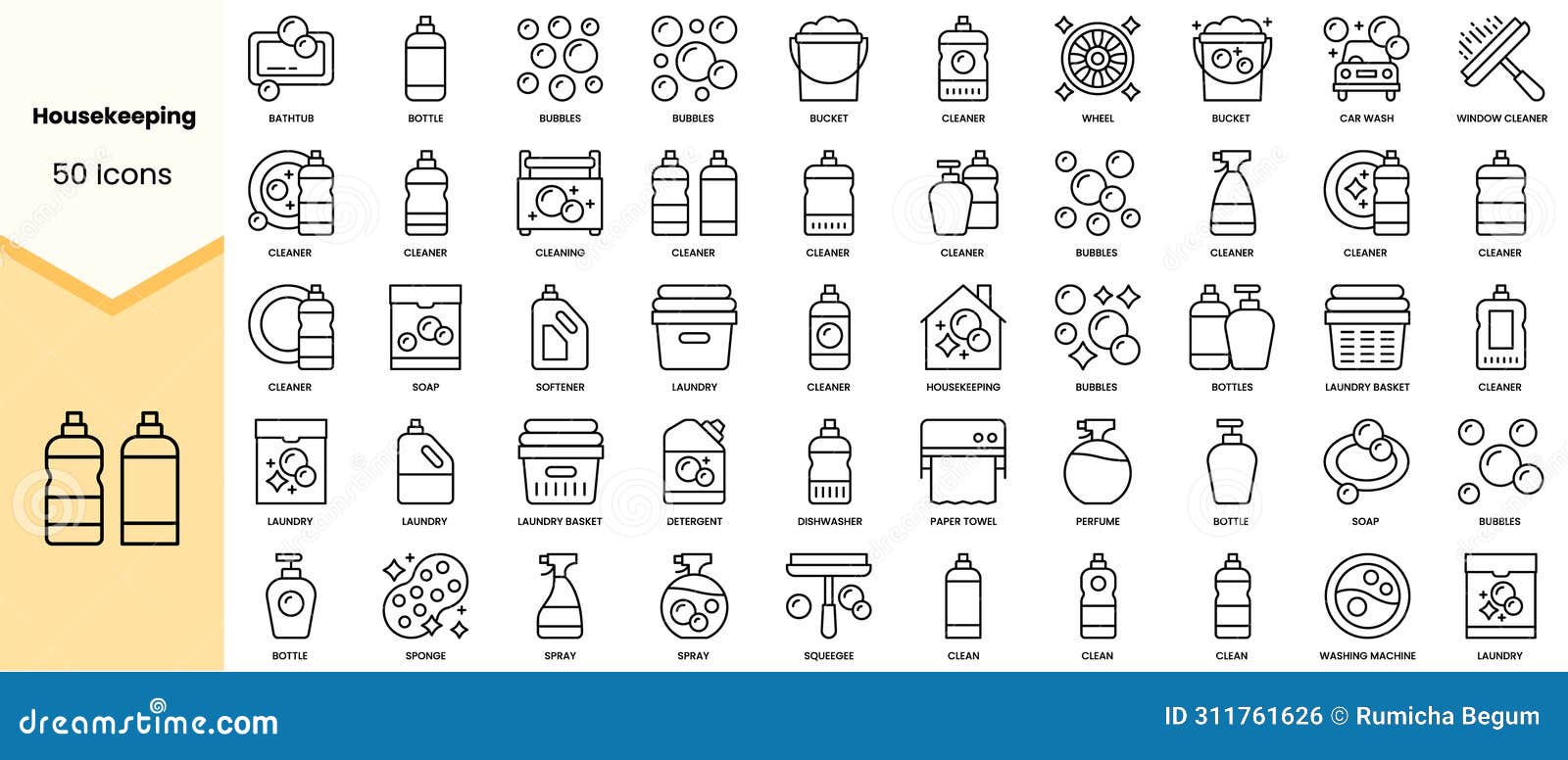 Set of Housekeeping Icons. Simple Line Art Style Icons Pack Stock ...