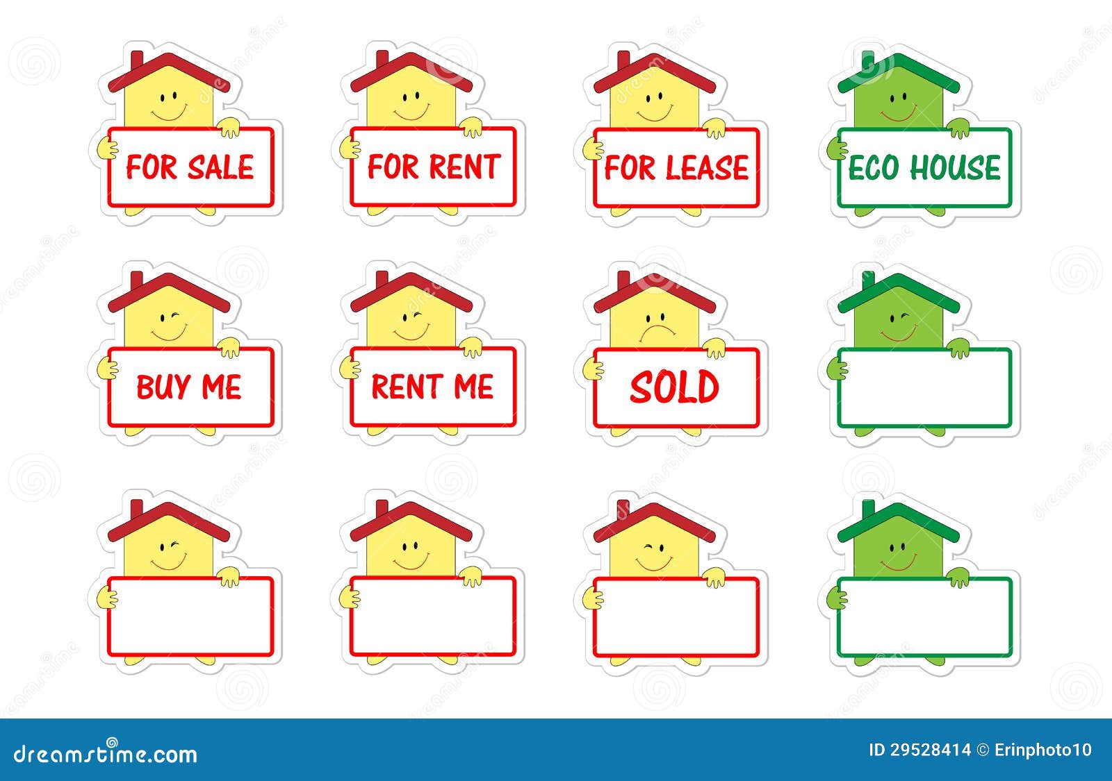 Set of Houses with Banner As Stickers Stock Vector - Illustration of ...