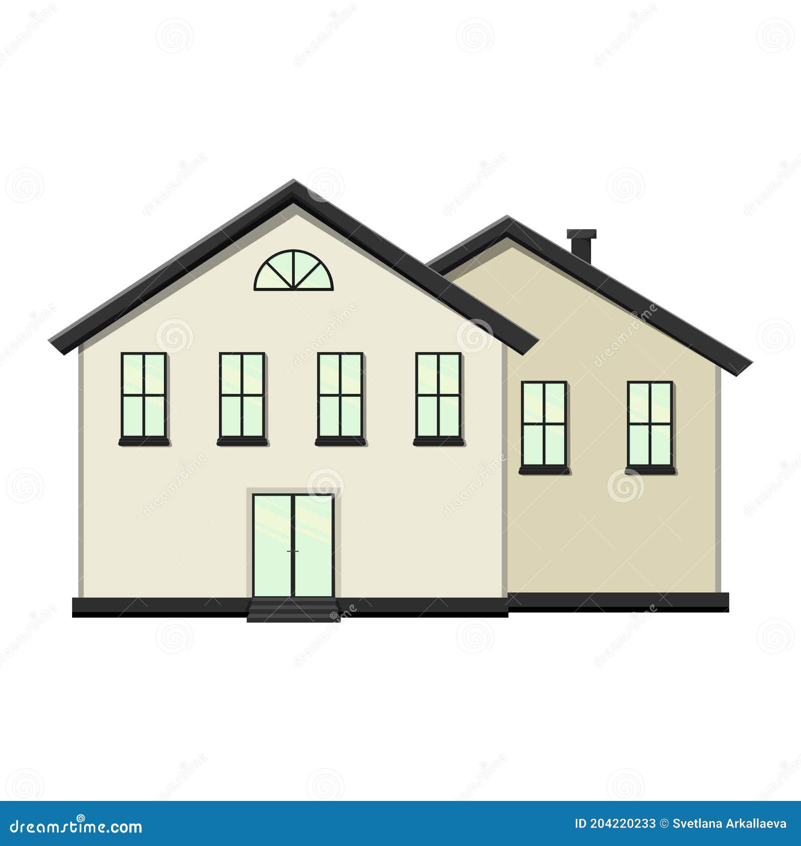 Set of Houses on a White Background for Construction and Design ...