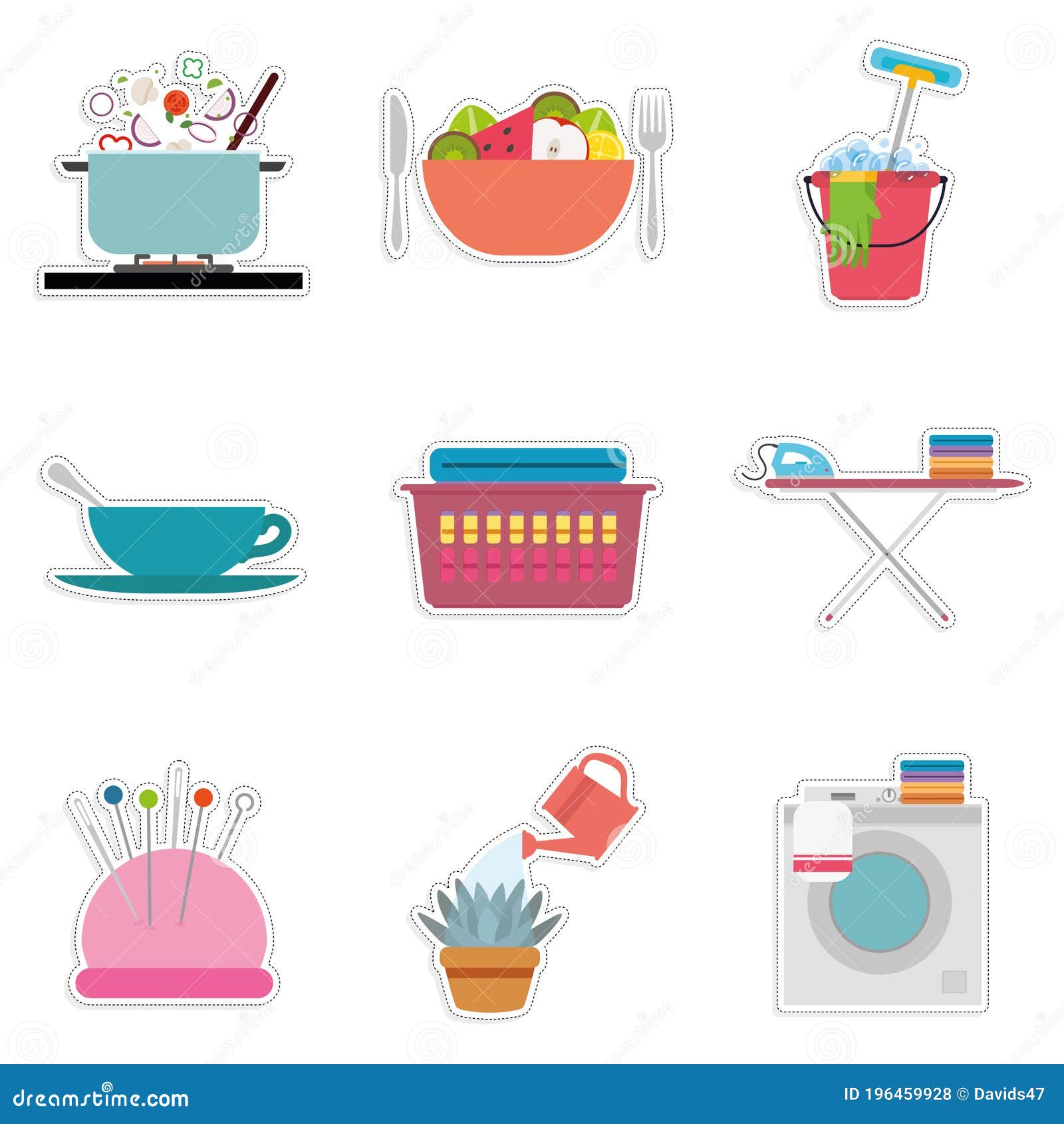 Set of housework icons stock vector. Illustration of bucket - 196459928