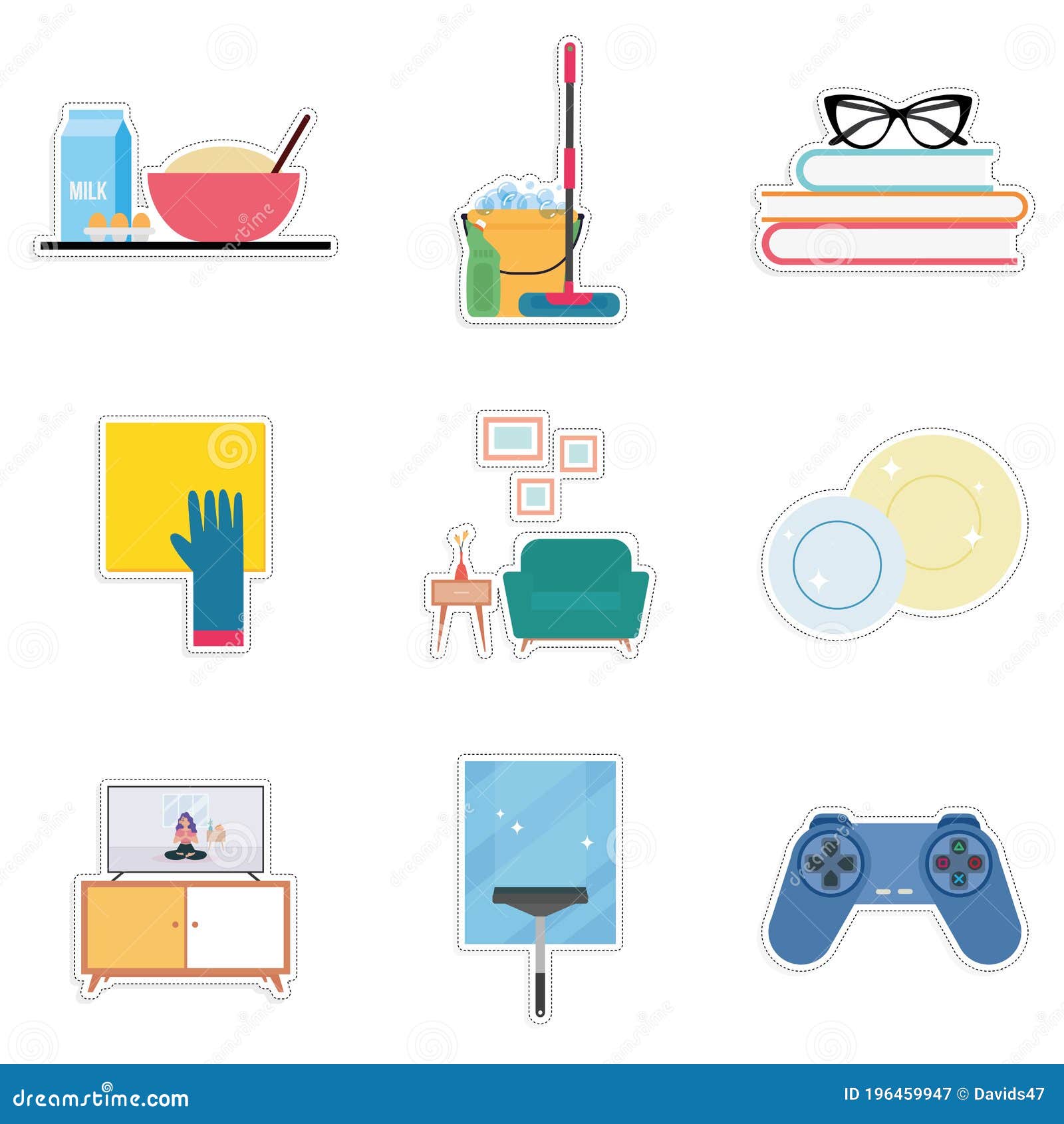 Set of housework icons stock vector. Illustration of detergent - 196459947