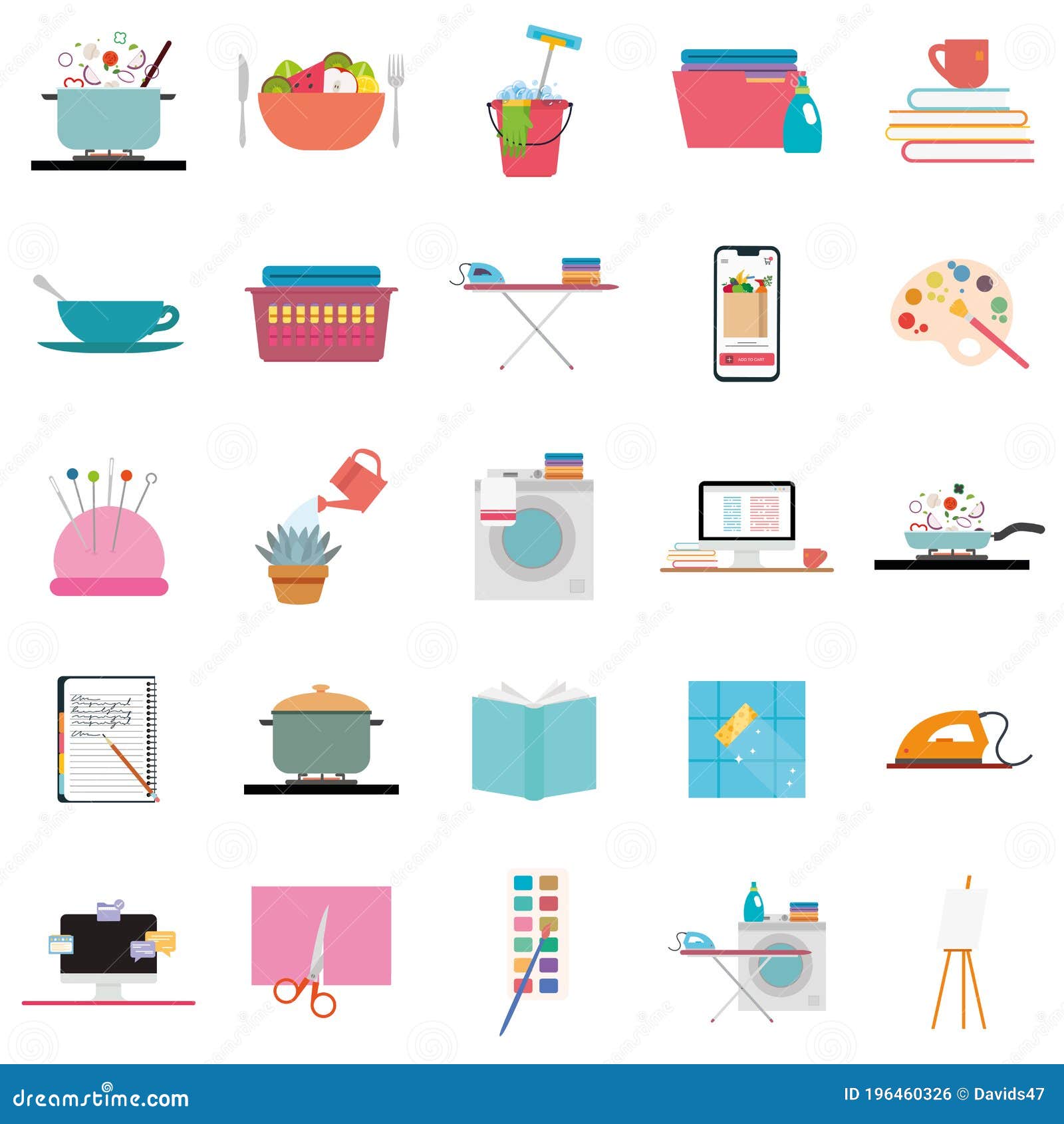 Set of housework icons stock vector. Illustration of line - 196460326