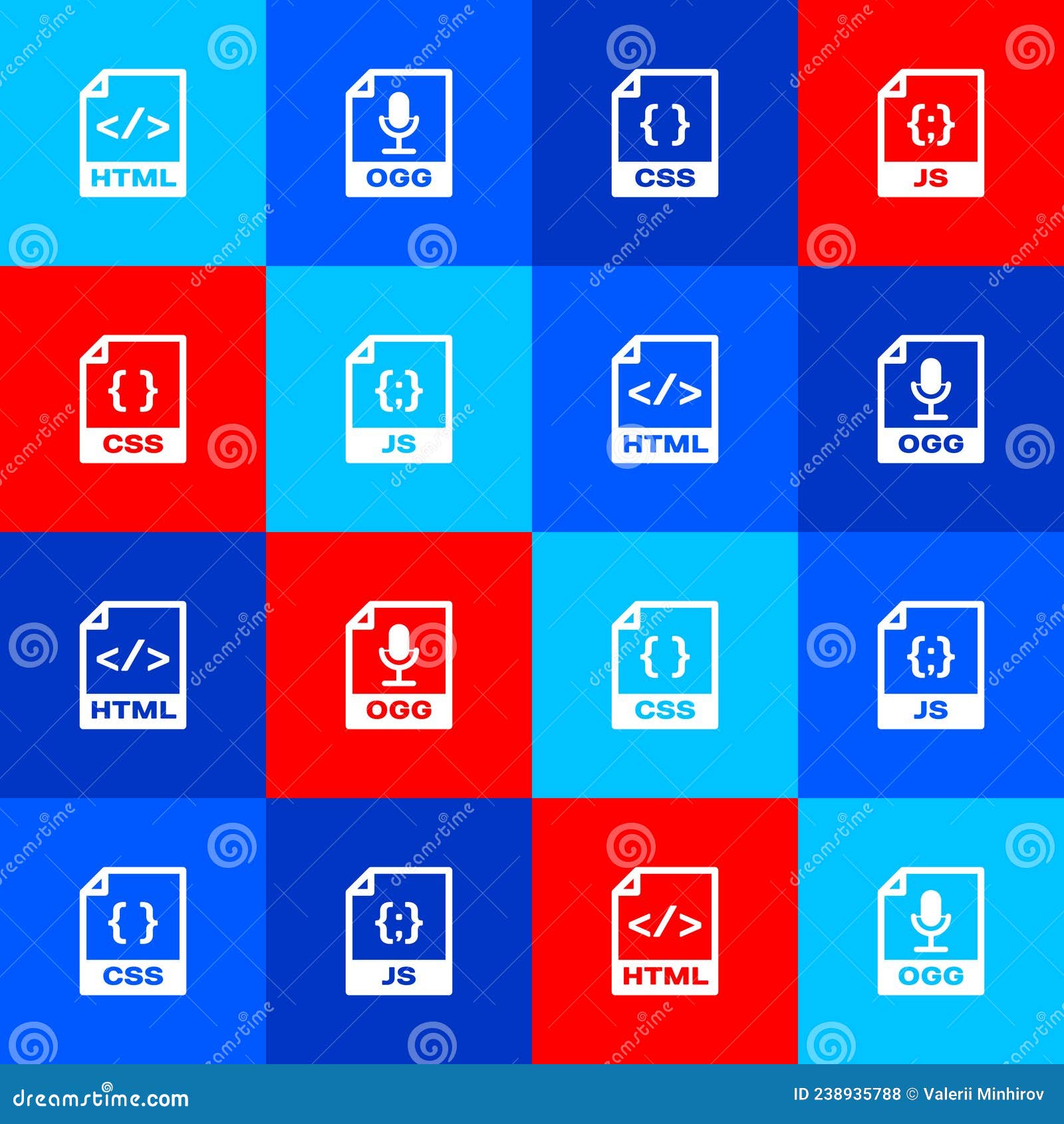 Set HTML File Document, OGG, CSS and JS Icon. Vector Stock Illustration ... Set HTML File Document, OGG, CSS and JS Icon. Vector Stock Illustration ...