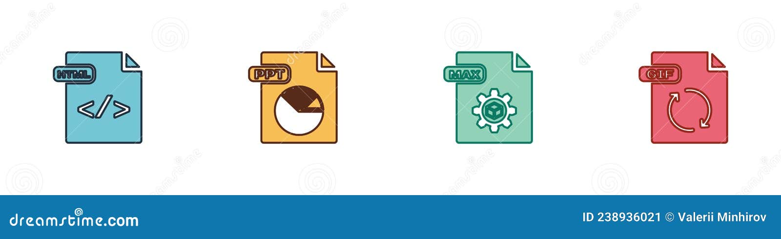 Set Html File Document Ppt Max And Icon Vector Ilustración Del Vector Ilustración De