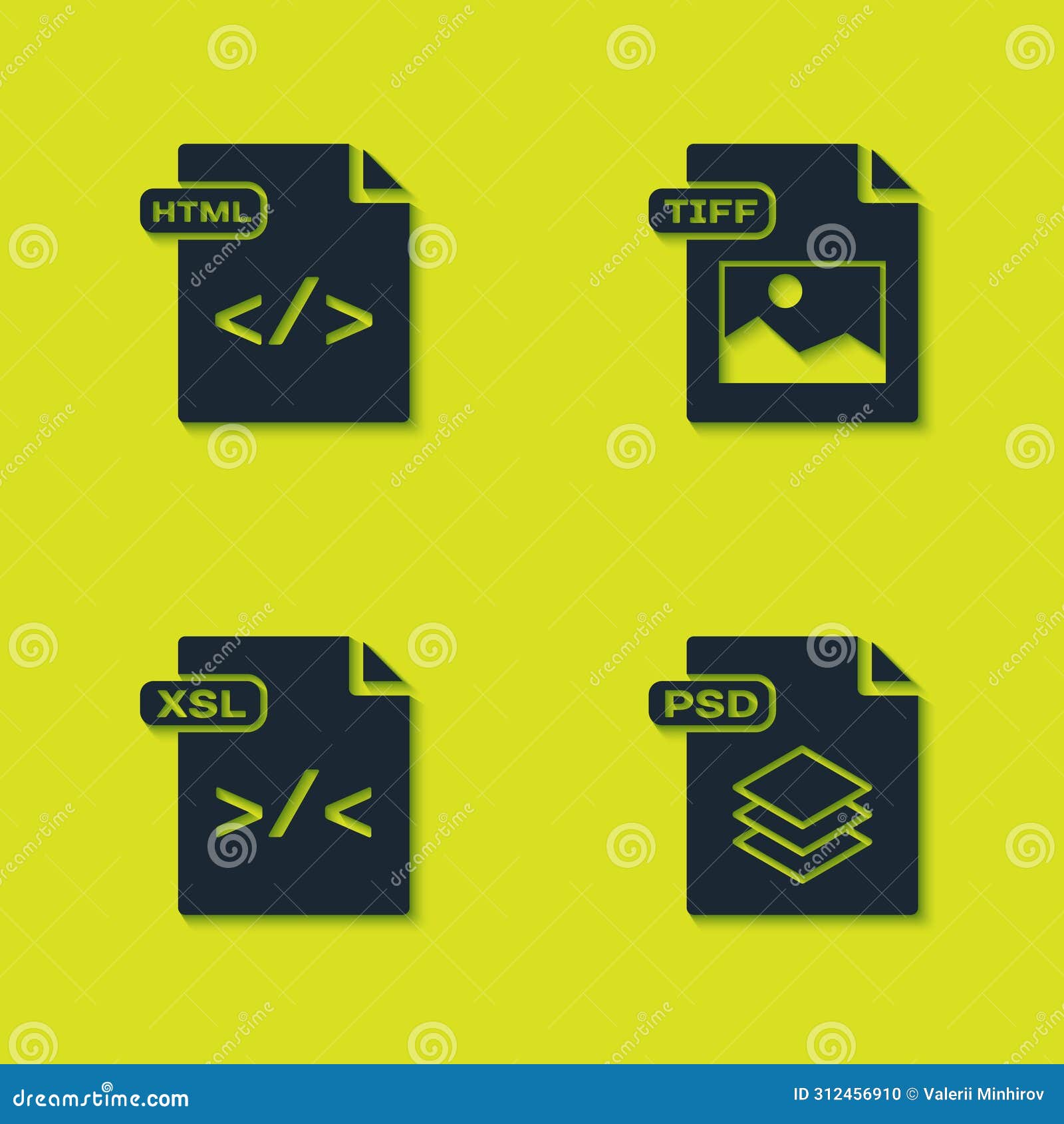 Set HTML File Document, PSD, XSL and TIFF Icon. Vector Stock Vector ... Set HTML File Document, PSD, XSL and TIFF Icon. Vector Stock Vector ...