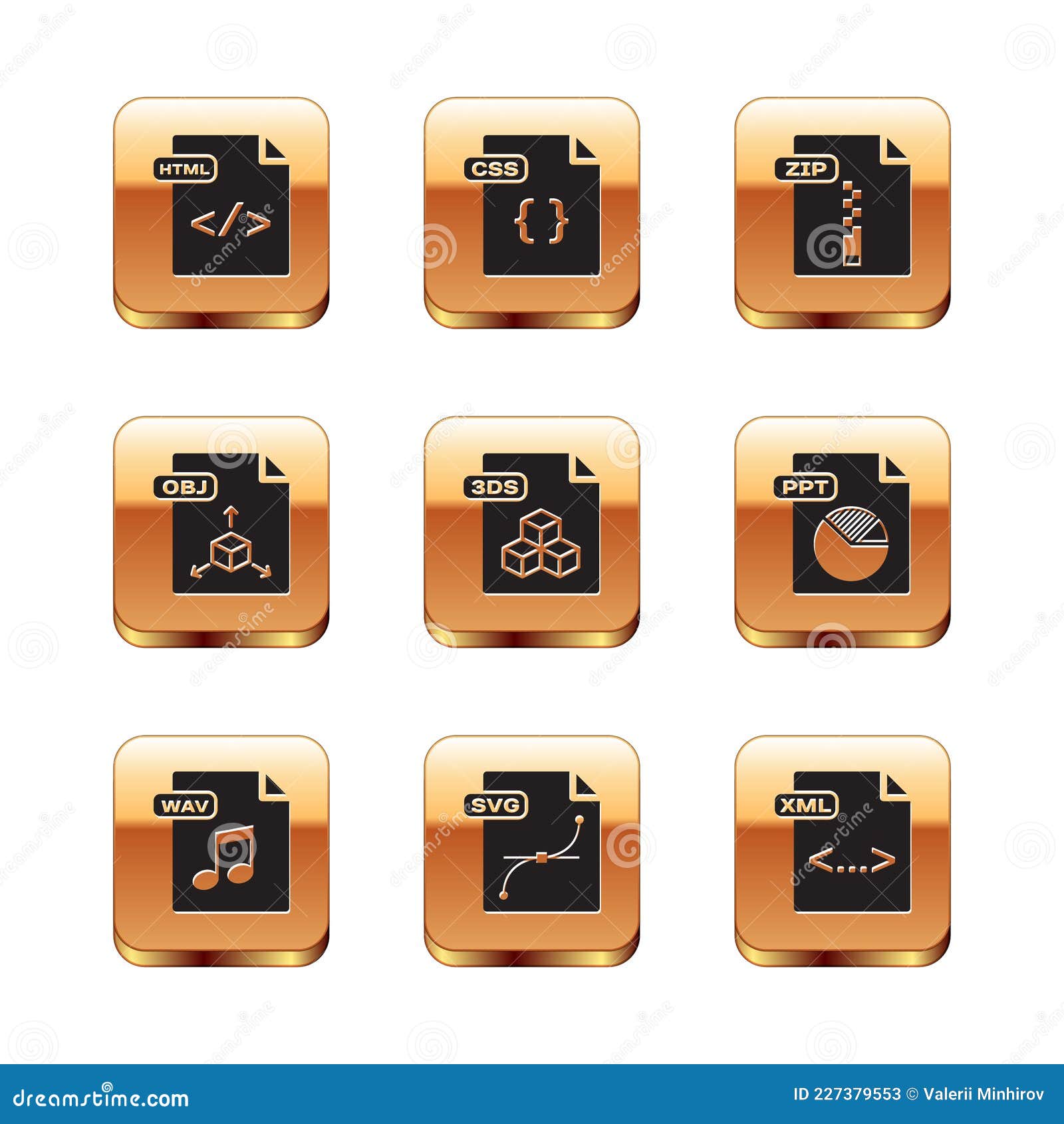 Set Html File Document Wav Svg 3ds Obj Zip Xml and Css Icon. Vector ... Set Html File Document Wav Svg 3ds Obj Zip Xml and Css Icon. Vector ...