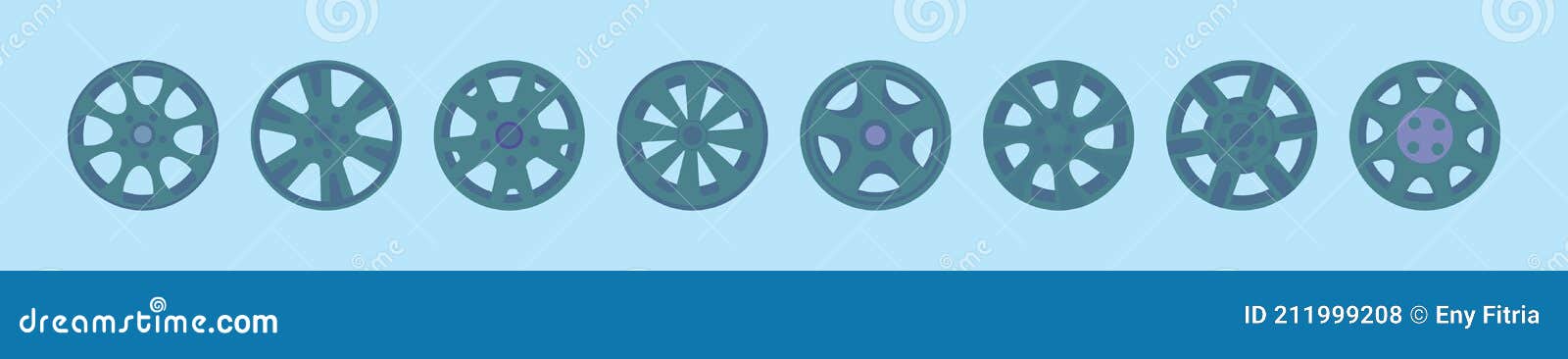 Set of Hubcap Cartoon Icon Design Template with Various Models. Vector ...