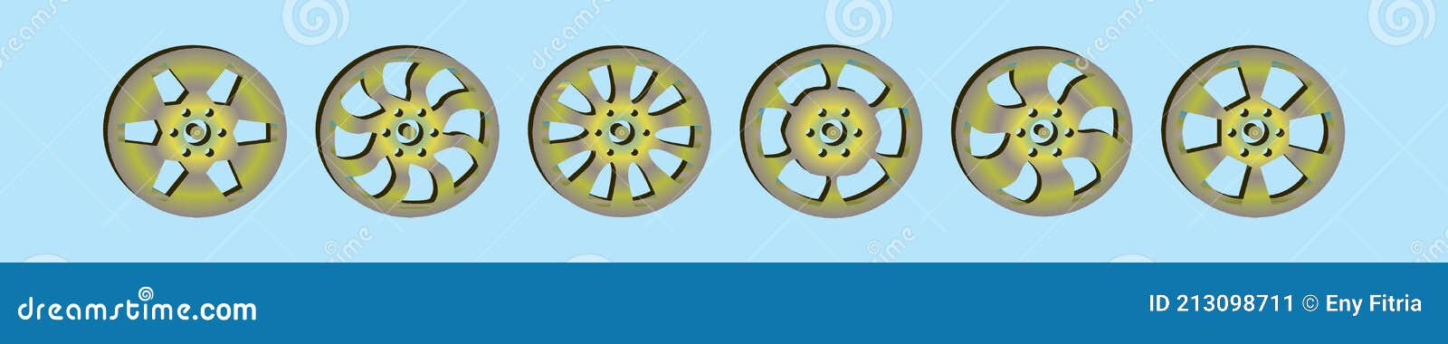 Set of Hubcap Cartoon Icon Design Template with Various Models. Vector ...