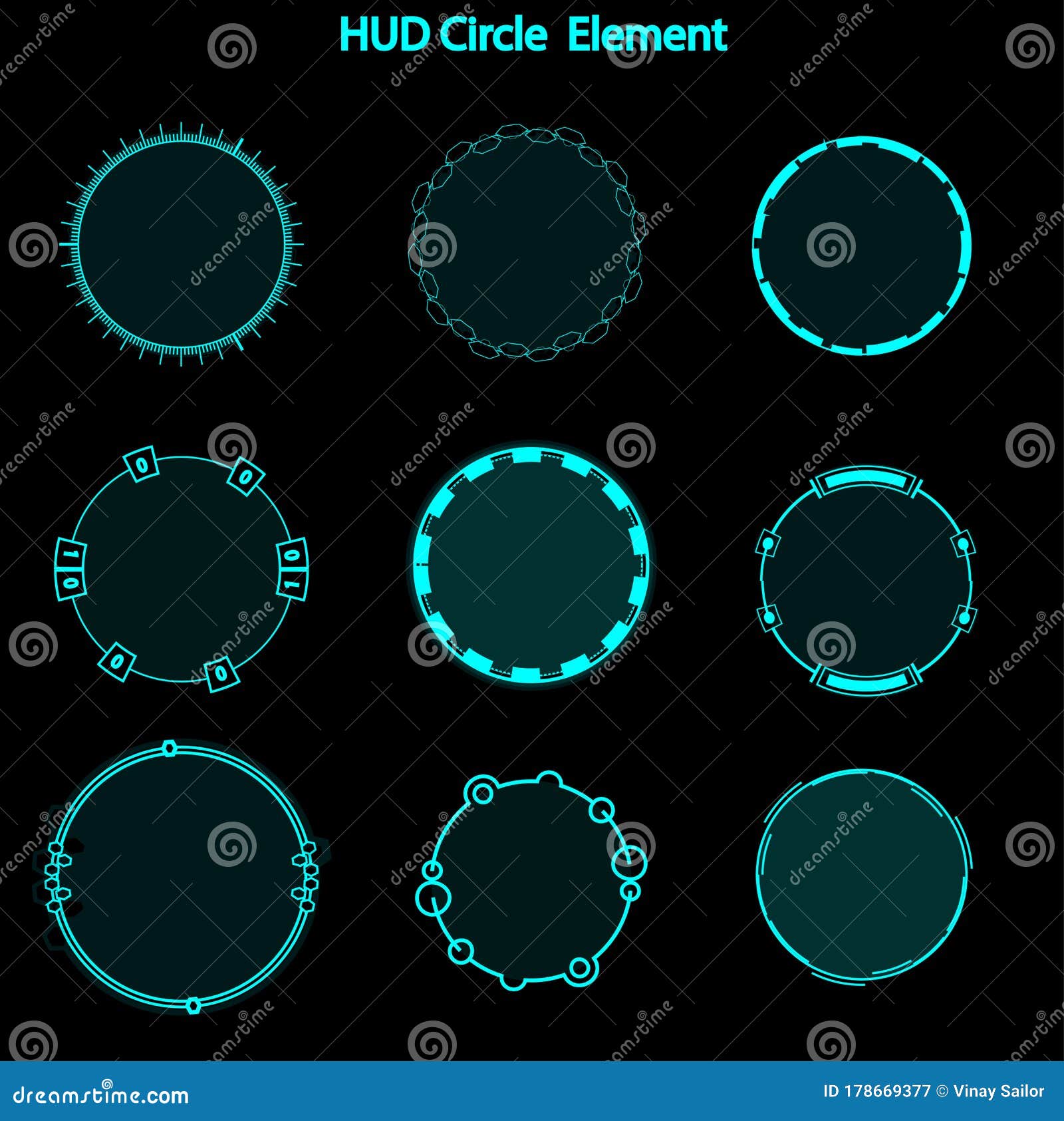 Set of Hud Circle Elements,Futuristic Sci Fi Modern User Interface Set ...