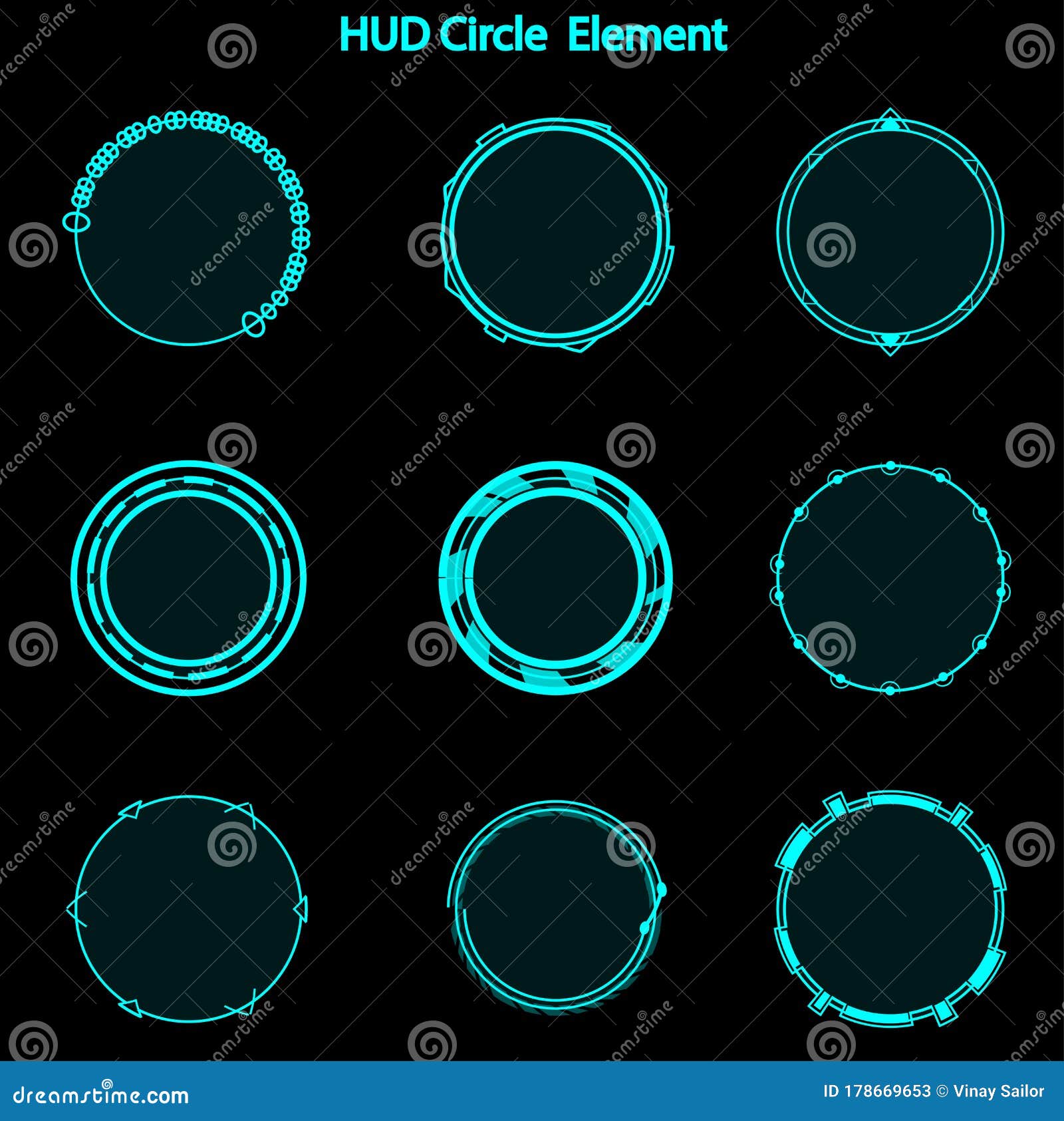 Set of Hud Circle Elements,Futuristic Sci Fi Modern User Interface Set ...